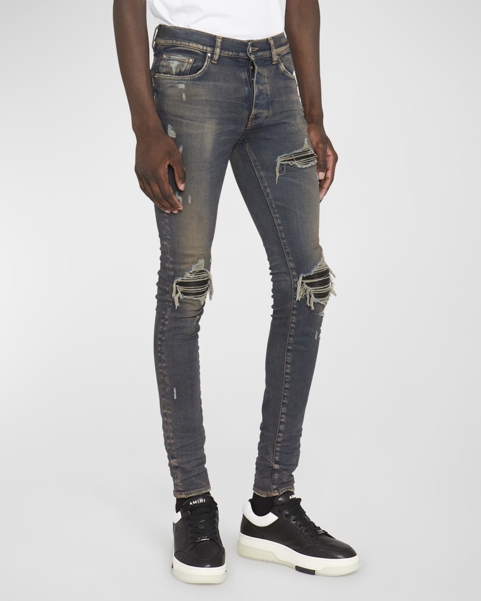 Amiri Men's MX1 Destroyed Skinny Jeans | Neiman Marcus