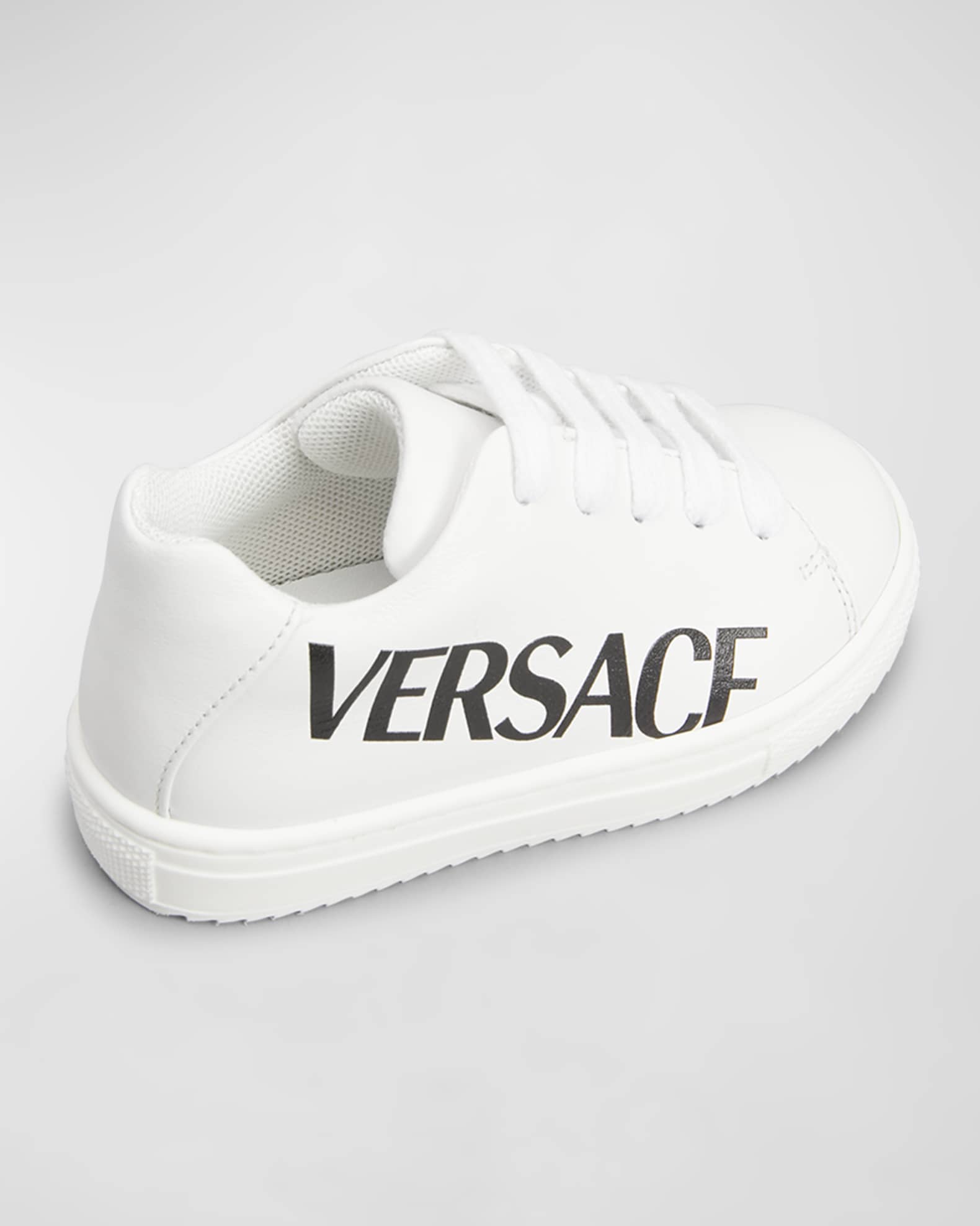 Versace Kid's Logo Leather Low-Top Sneakers, Baby/Toddlers | Neiman Marcus
