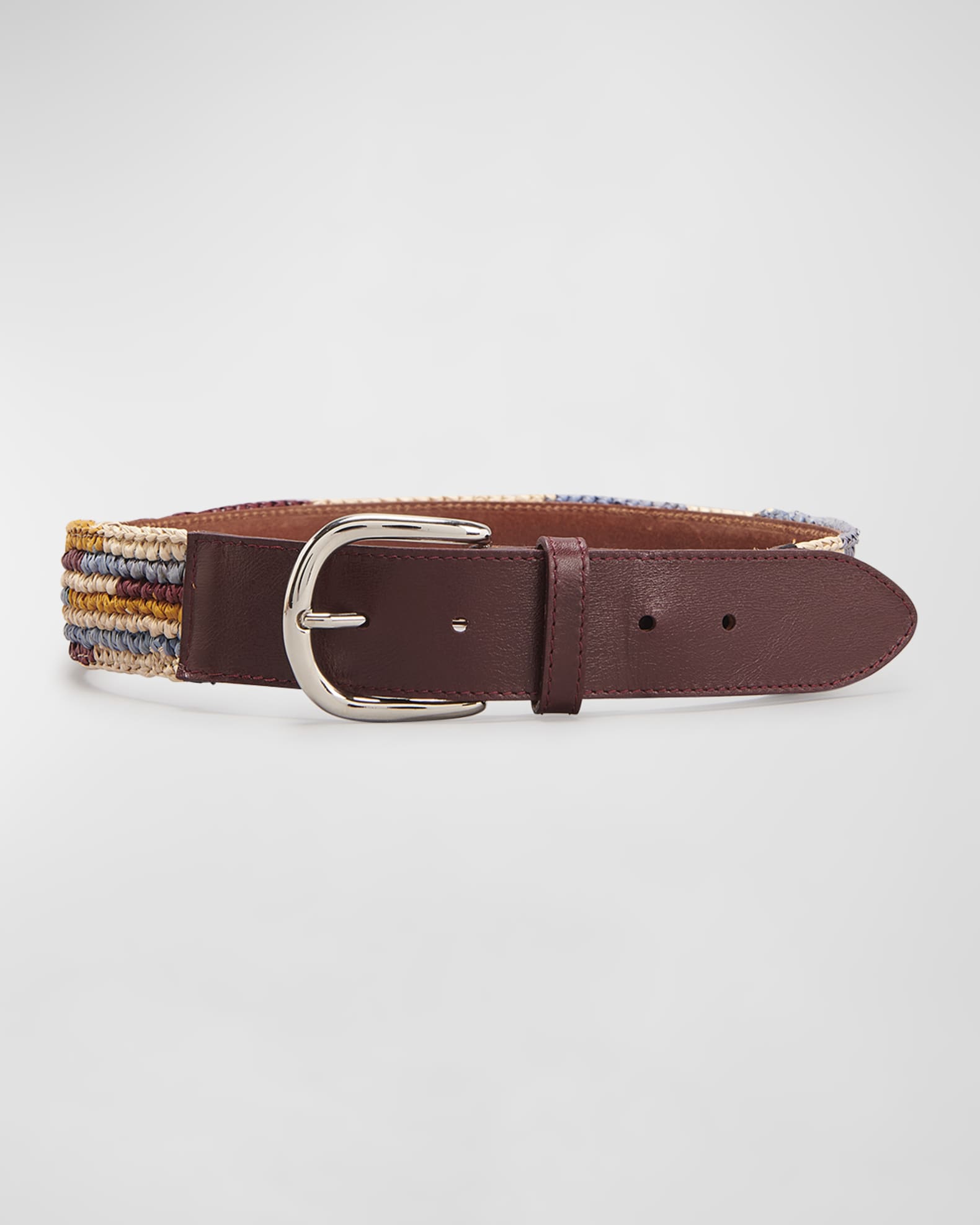 Isabel Marant ZAF Braided Raffia & Leather Belt | Neiman Marcus