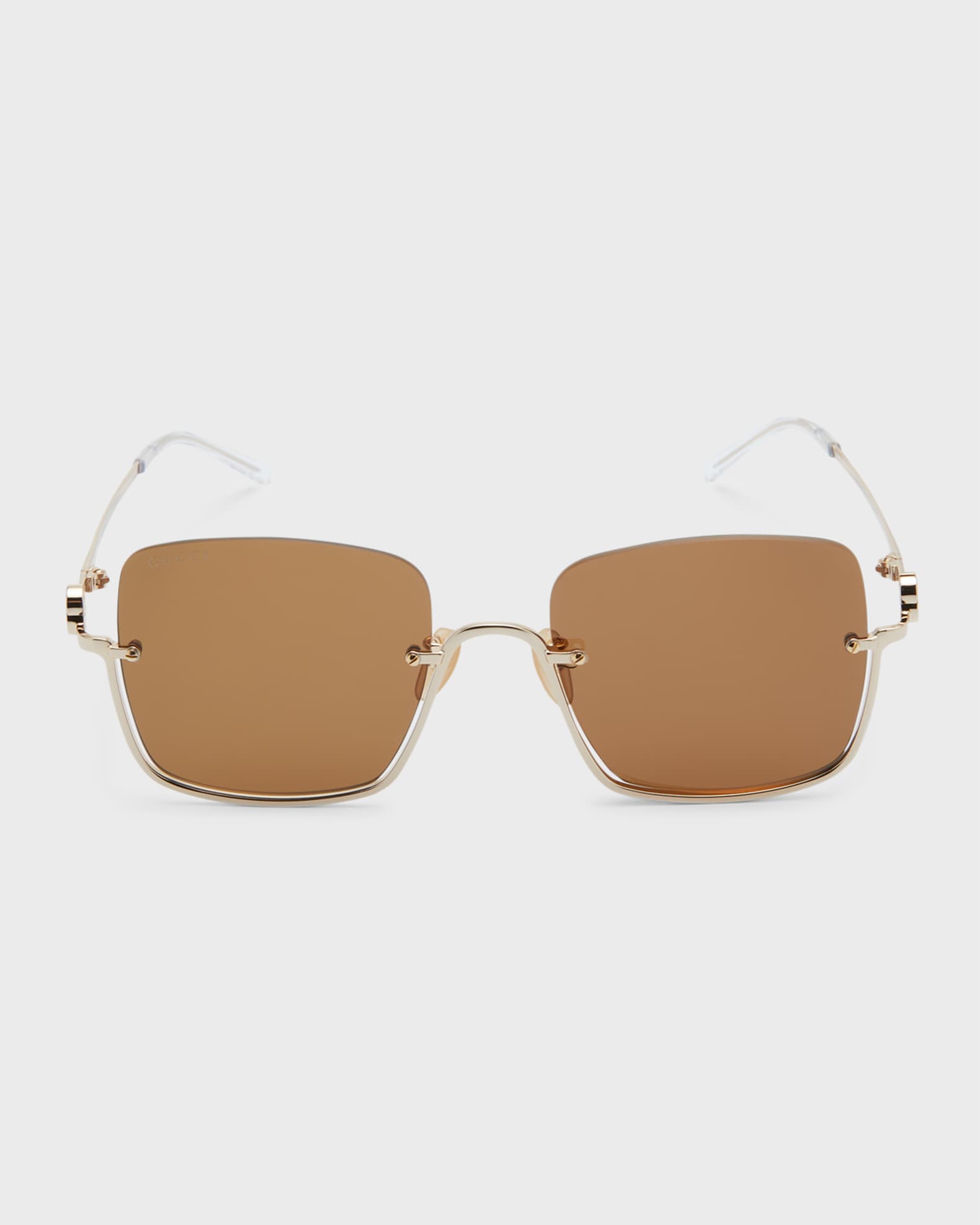 Gucci Semi-Rimmed Metal & Acetate Square Sunglasses | Neiman Marcus