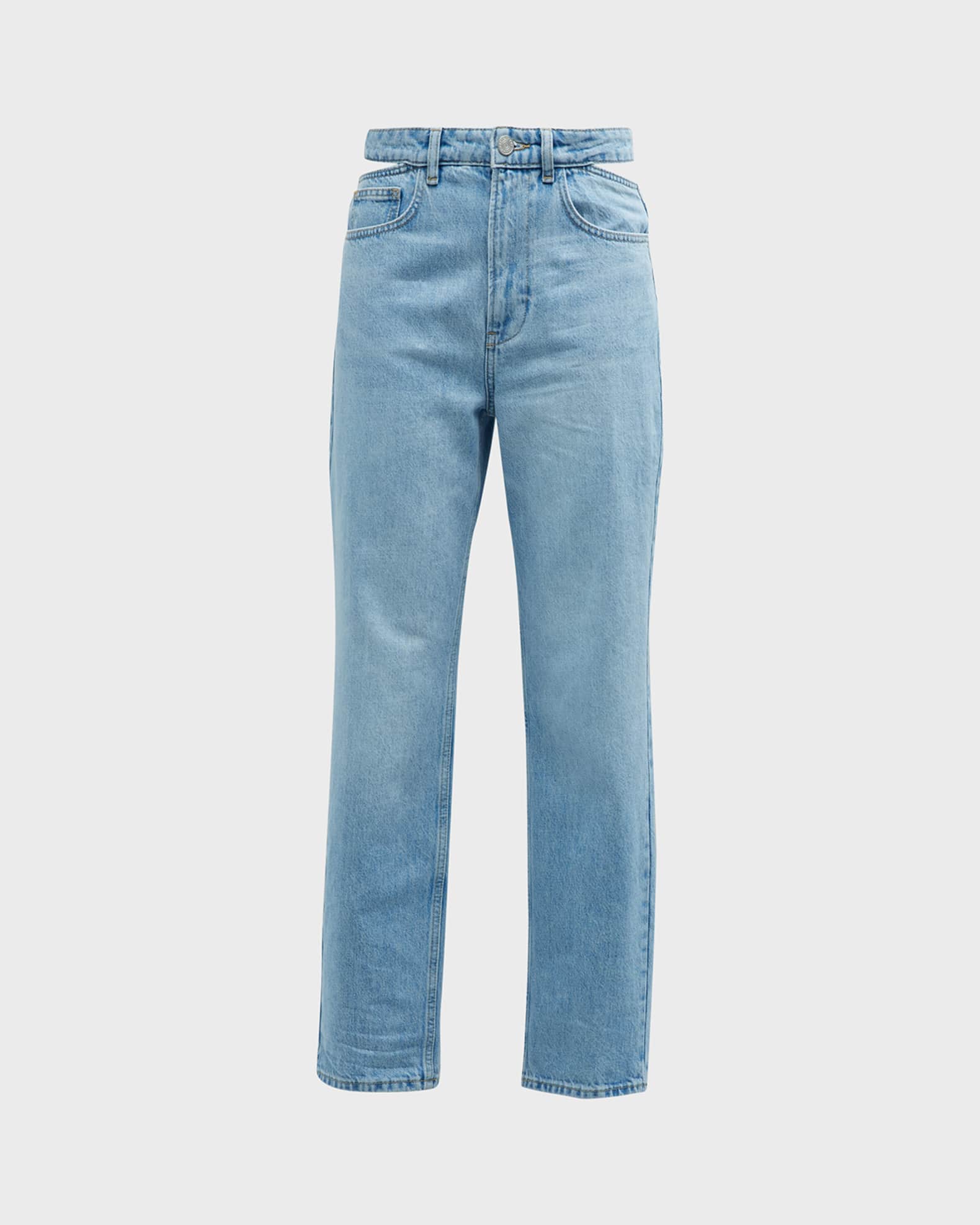 FRAME Le High N' Tight Straight Cut-Out Jeans | Neiman Marcus