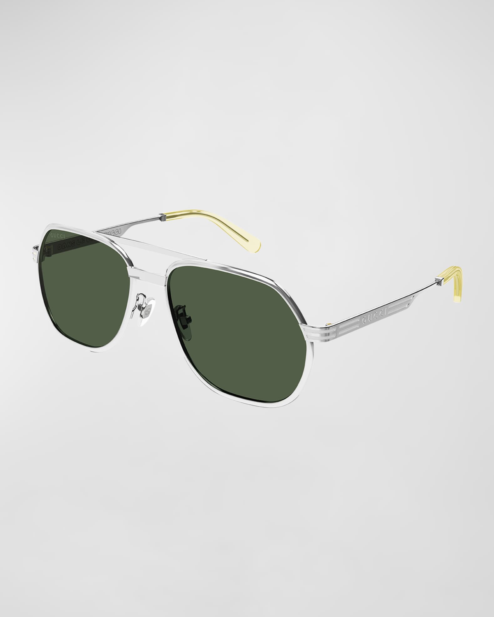 Gucci Men's Double Bridge Aviator Sunglasses | Neiman Marcus