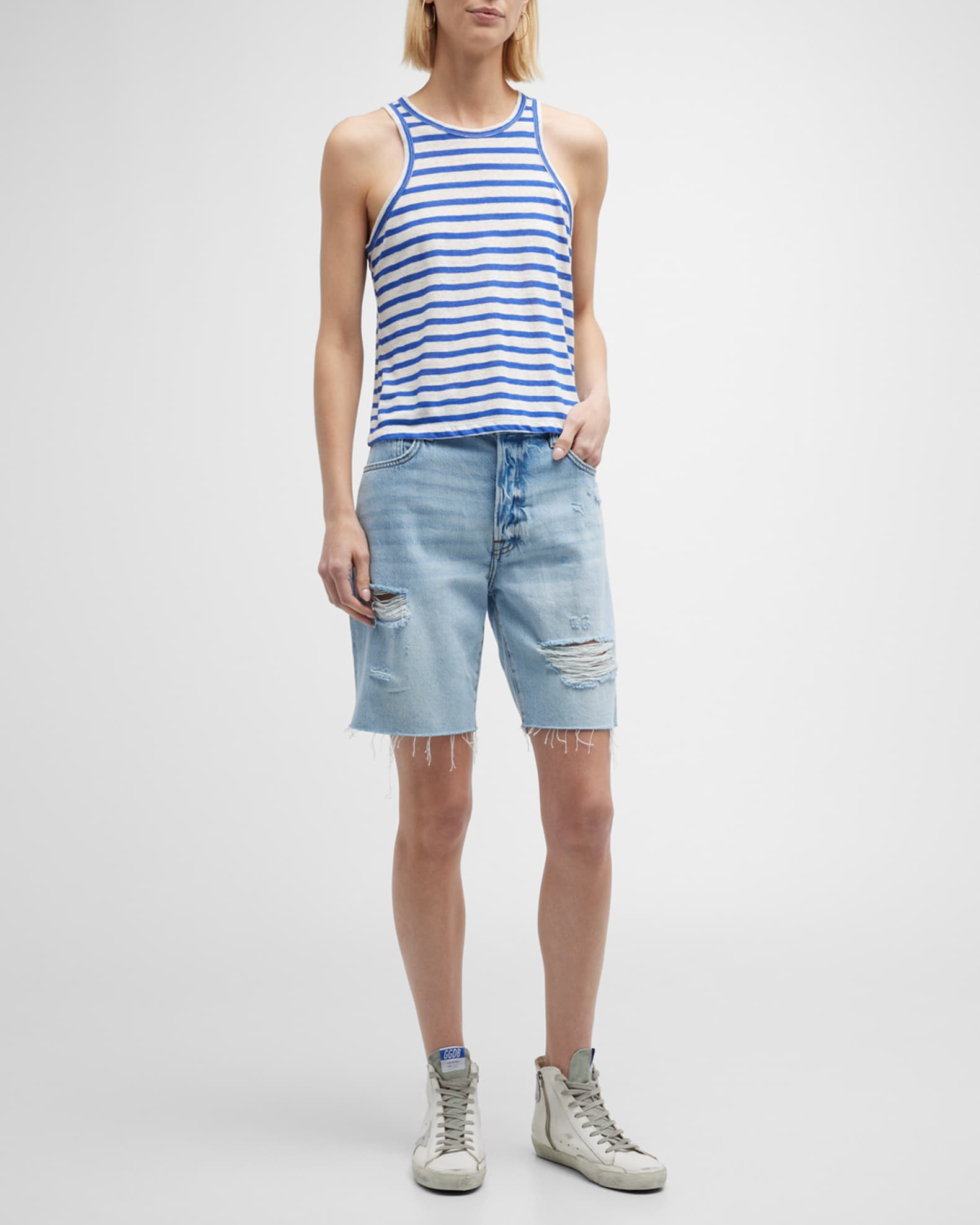 FRAME Ringer Striped Tank Top | Neiman Marcus