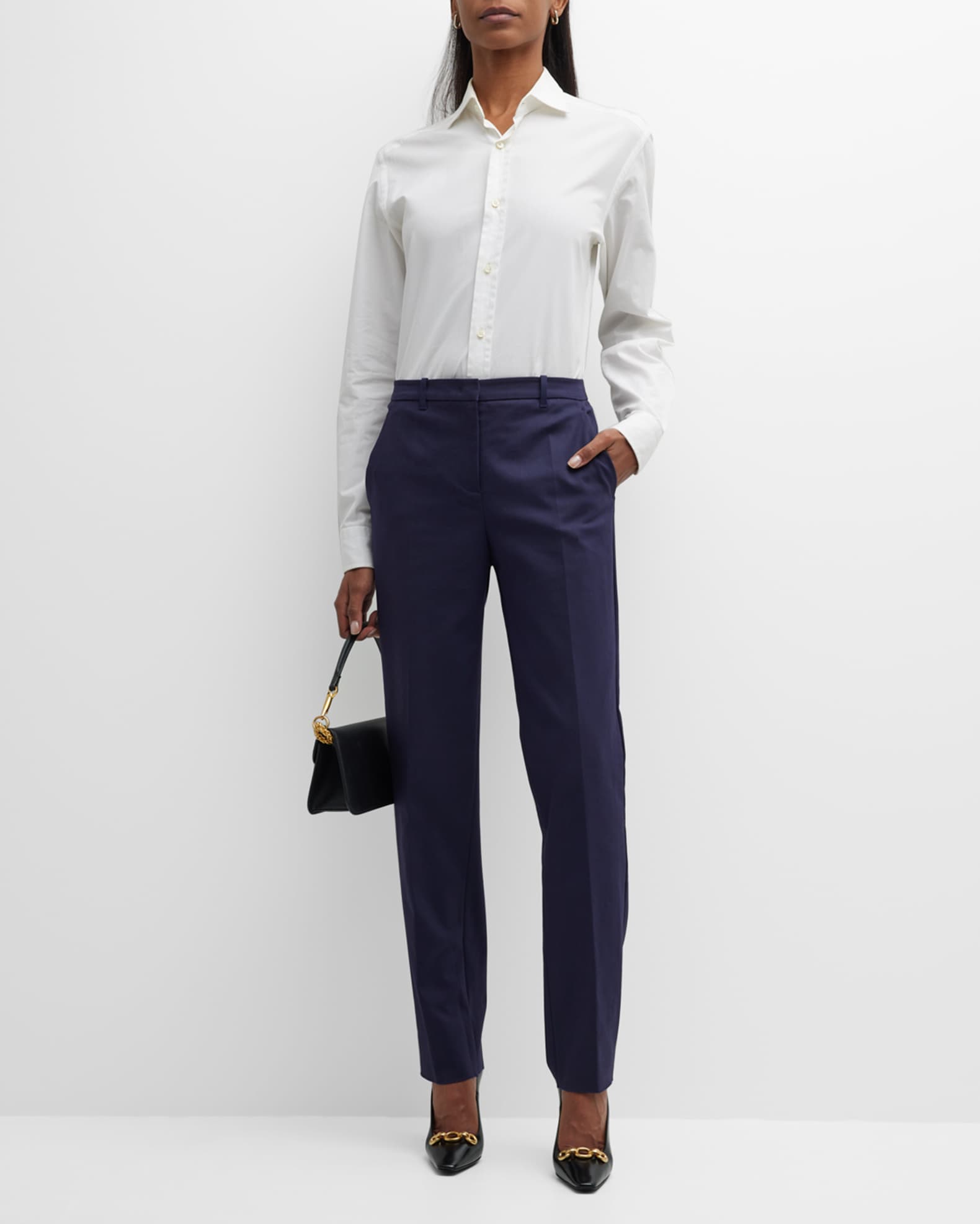 Emporio Armani High-Rise Straight-Leg Trousers | Neiman Marcus