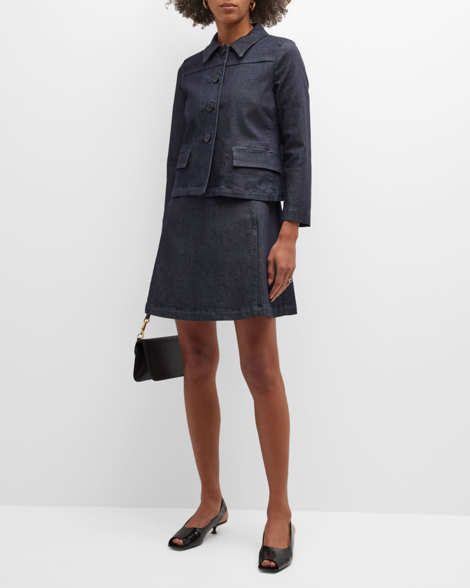 Emporio Armani Cropped Button-Down Denim Jacket | Neiman Marcus