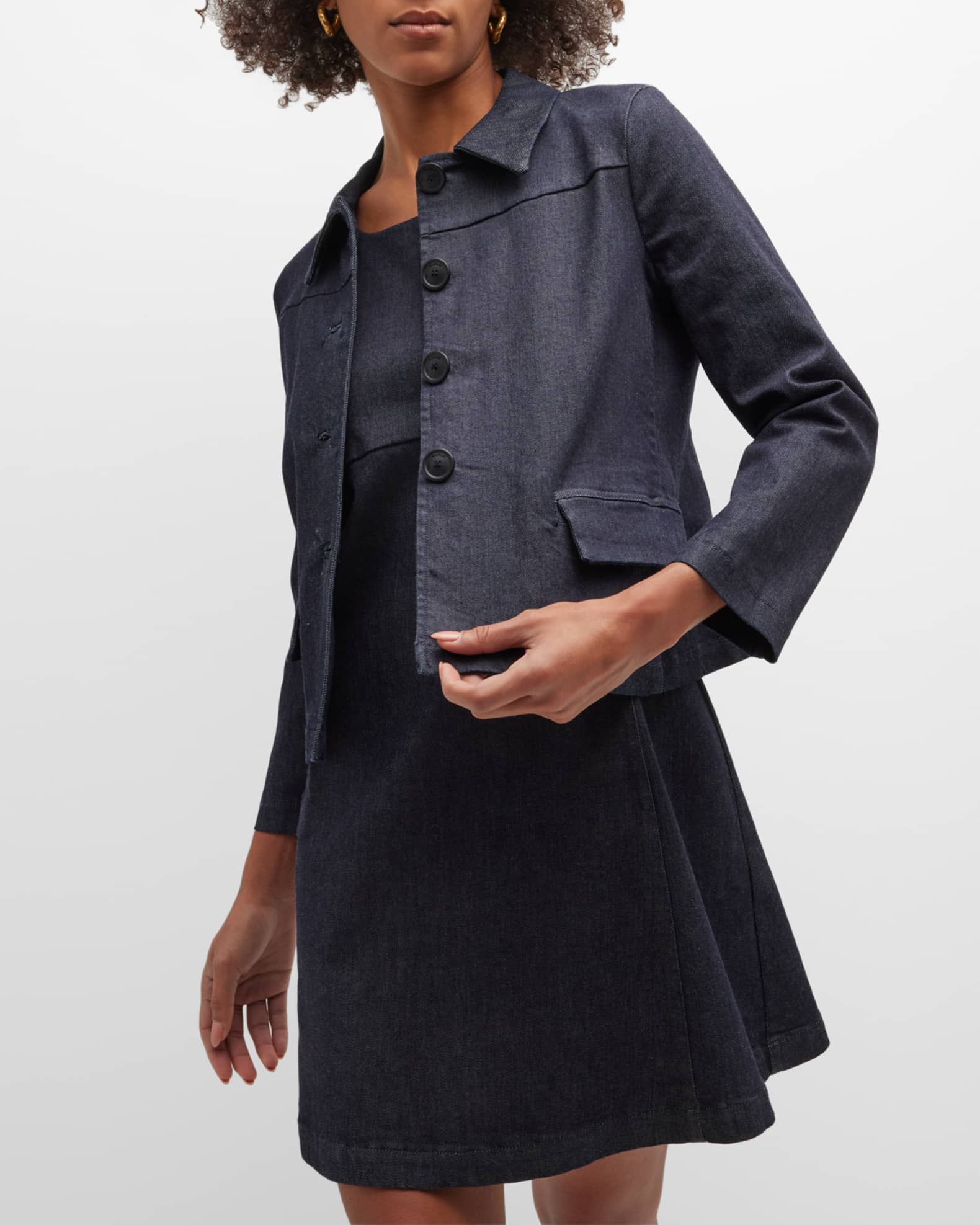 Emporio Armani Cropped Button-Down Denim Jacket | Neiman Marcus