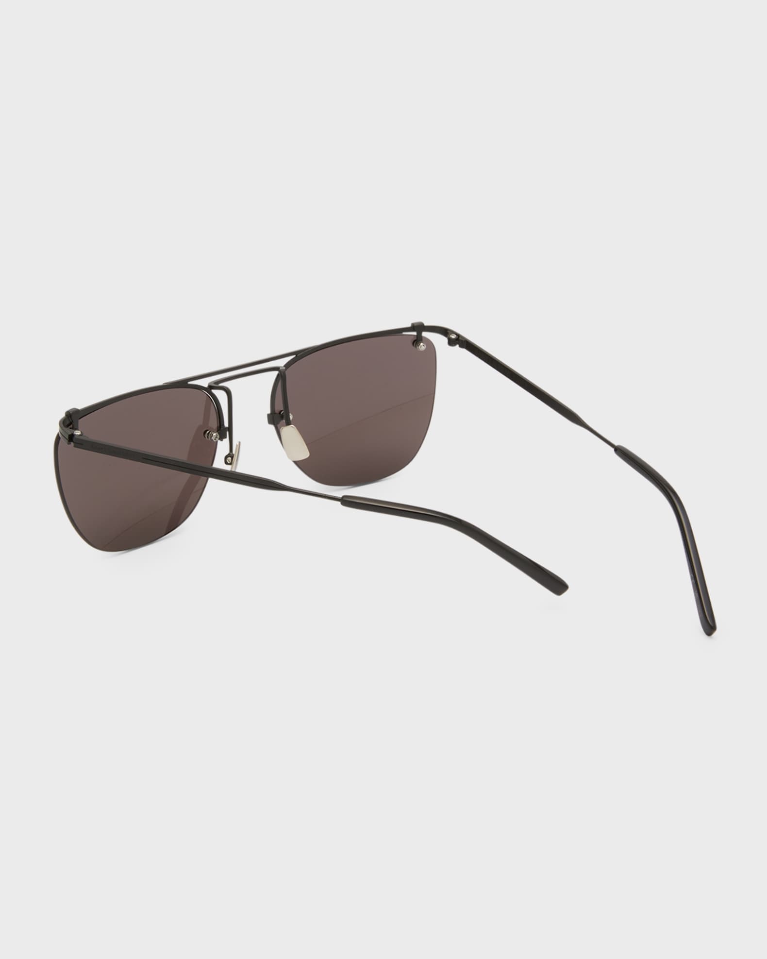 Saint Laurent Men's Double-Bridge Rimless Metal Aviator Sunglasses | Neiman Marcus