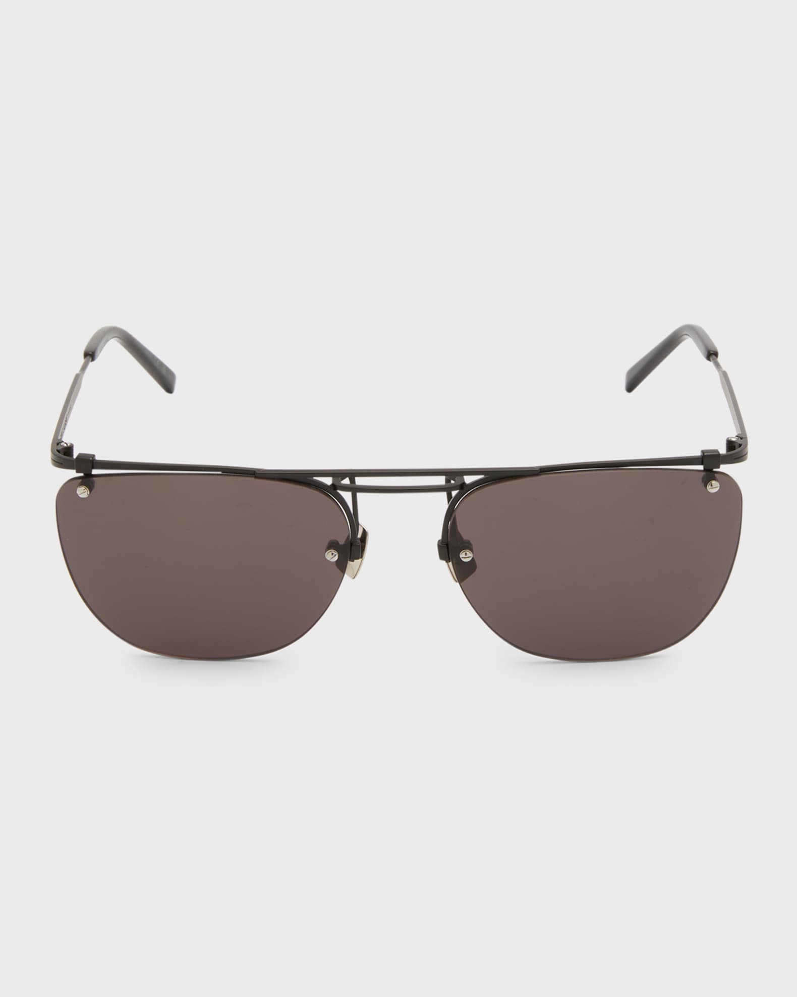 Saint Laurent Men's Double-Bridge Rimless Metal Aviator Sunglasses ...