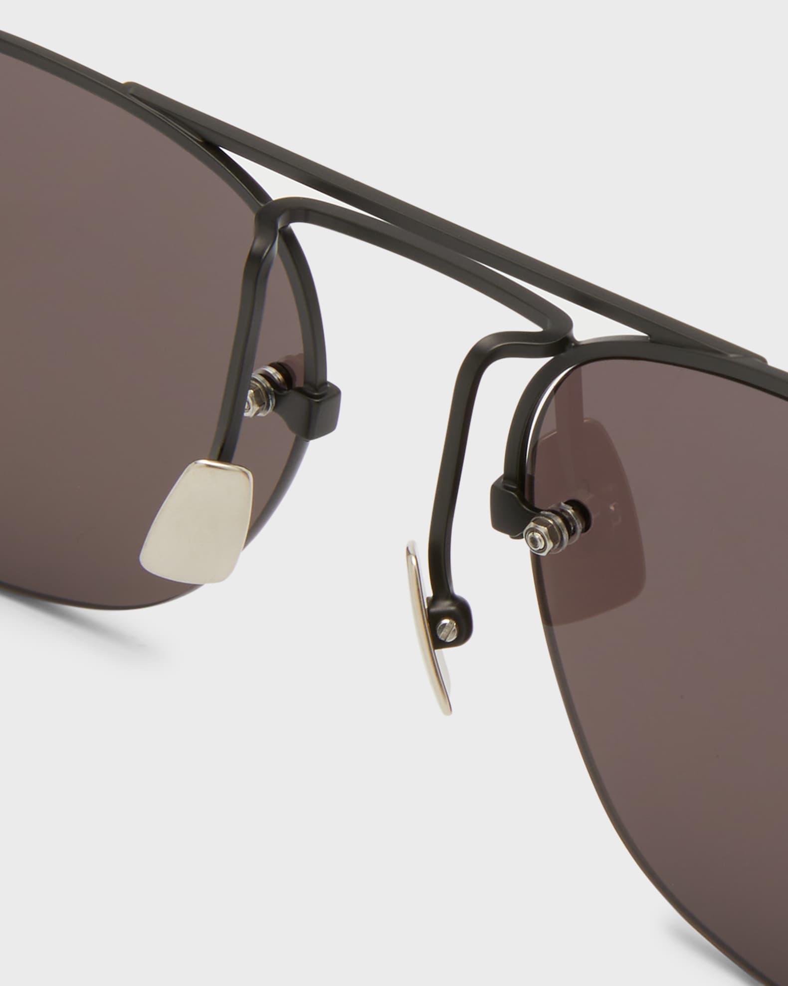 Saint Laurent Men's Double-Bridge Rimless Metal Aviator Sunglasses | Neiman Marcus