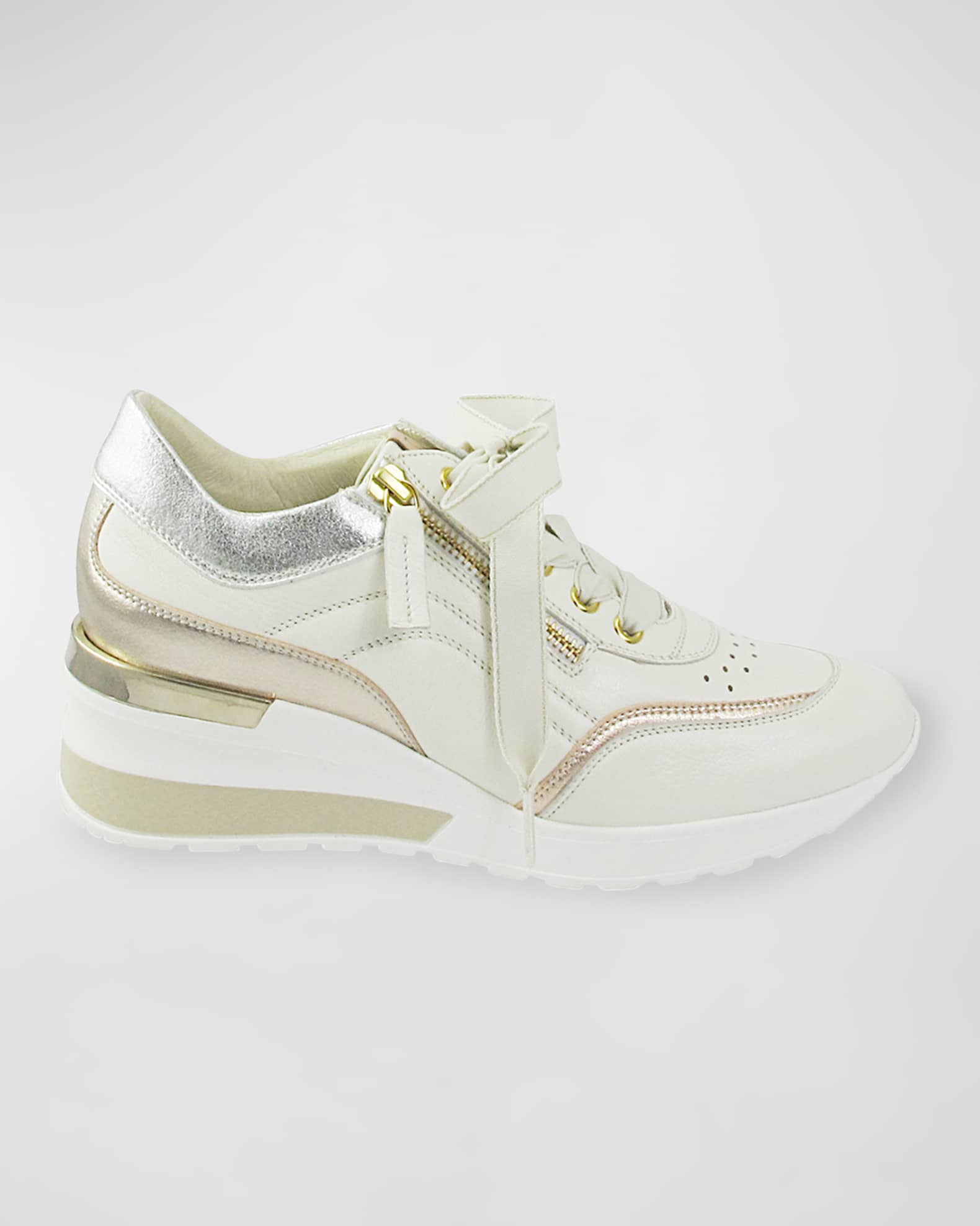 Ron White Roxy Weatherproof Leather Wedge Sneakers | Neiman Marcus