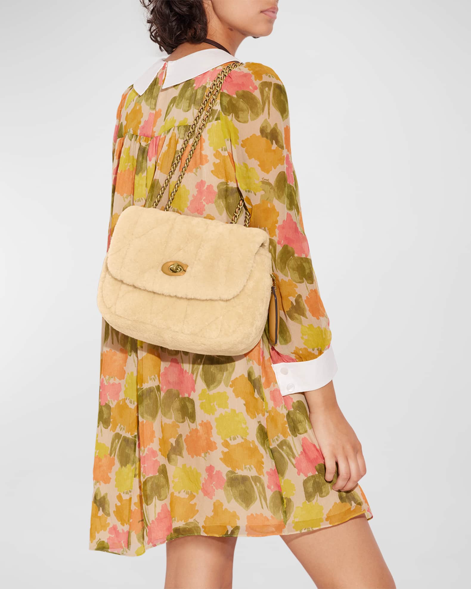 Coach Pillow Madison Quilted Shearling Shoulder Bag | Neiman Marcus