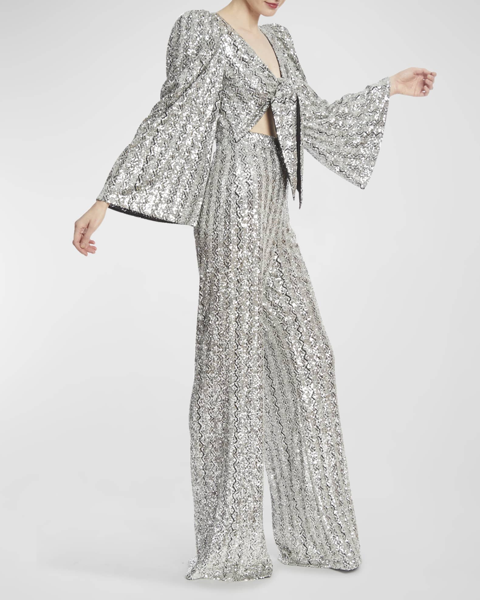 One33 Social Cutout Wide Leg Sequin Jumpsuit Neiman Marcus