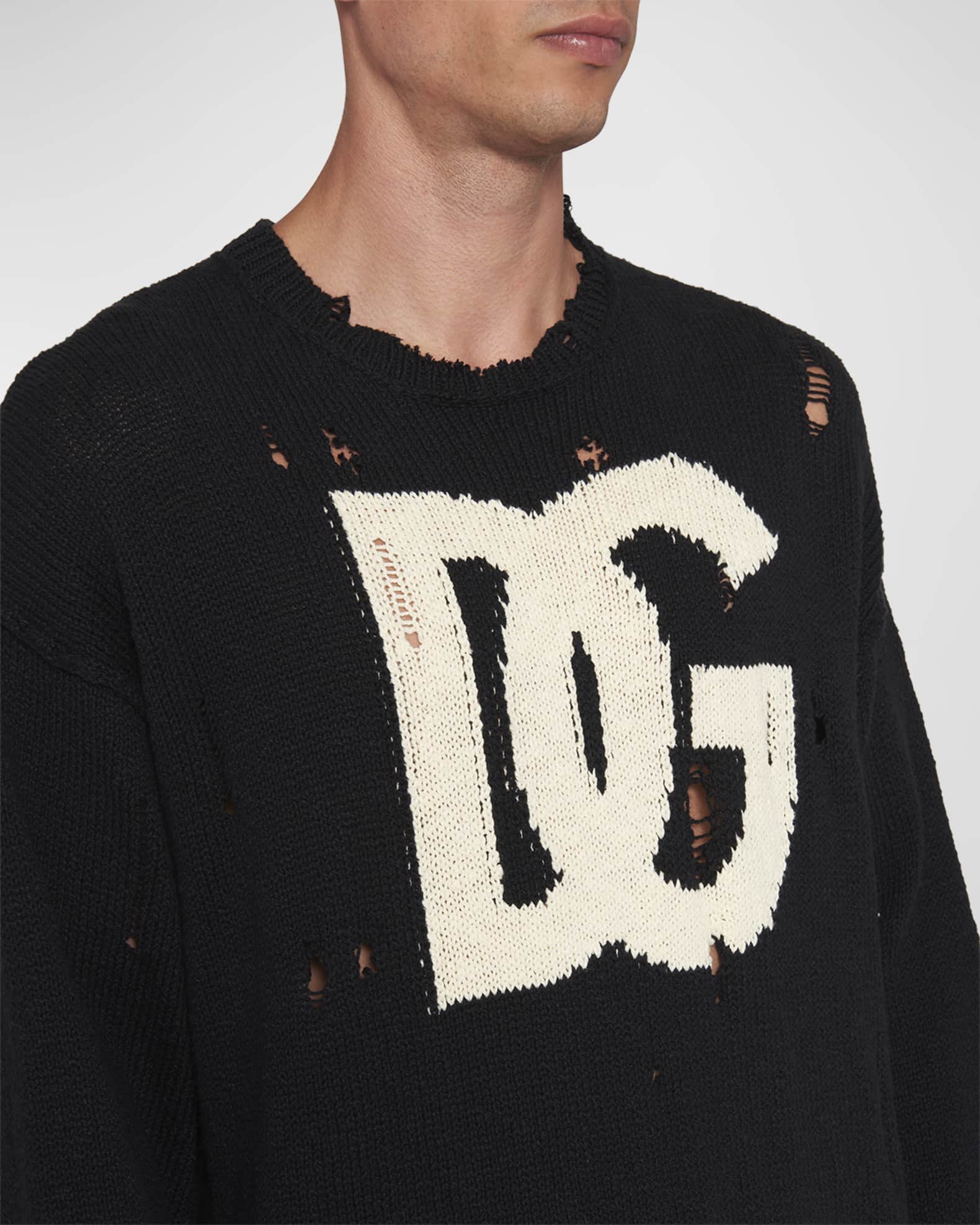 Dolce&Gabbana Men's DG Destroyed Sweater | Neiman Marcus