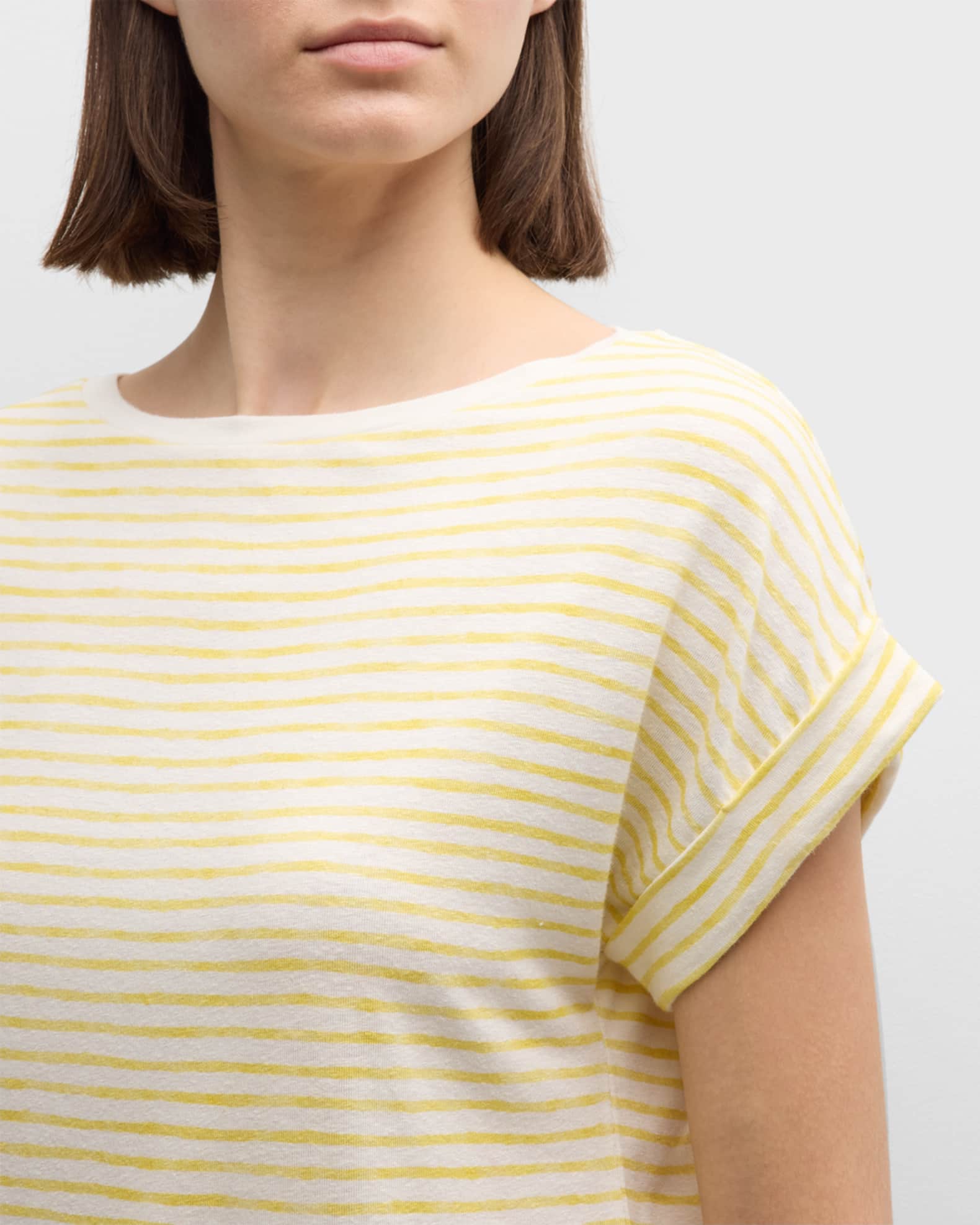 Majestic Filatures Striped Stretch Linen Tee | Neiman Marcus