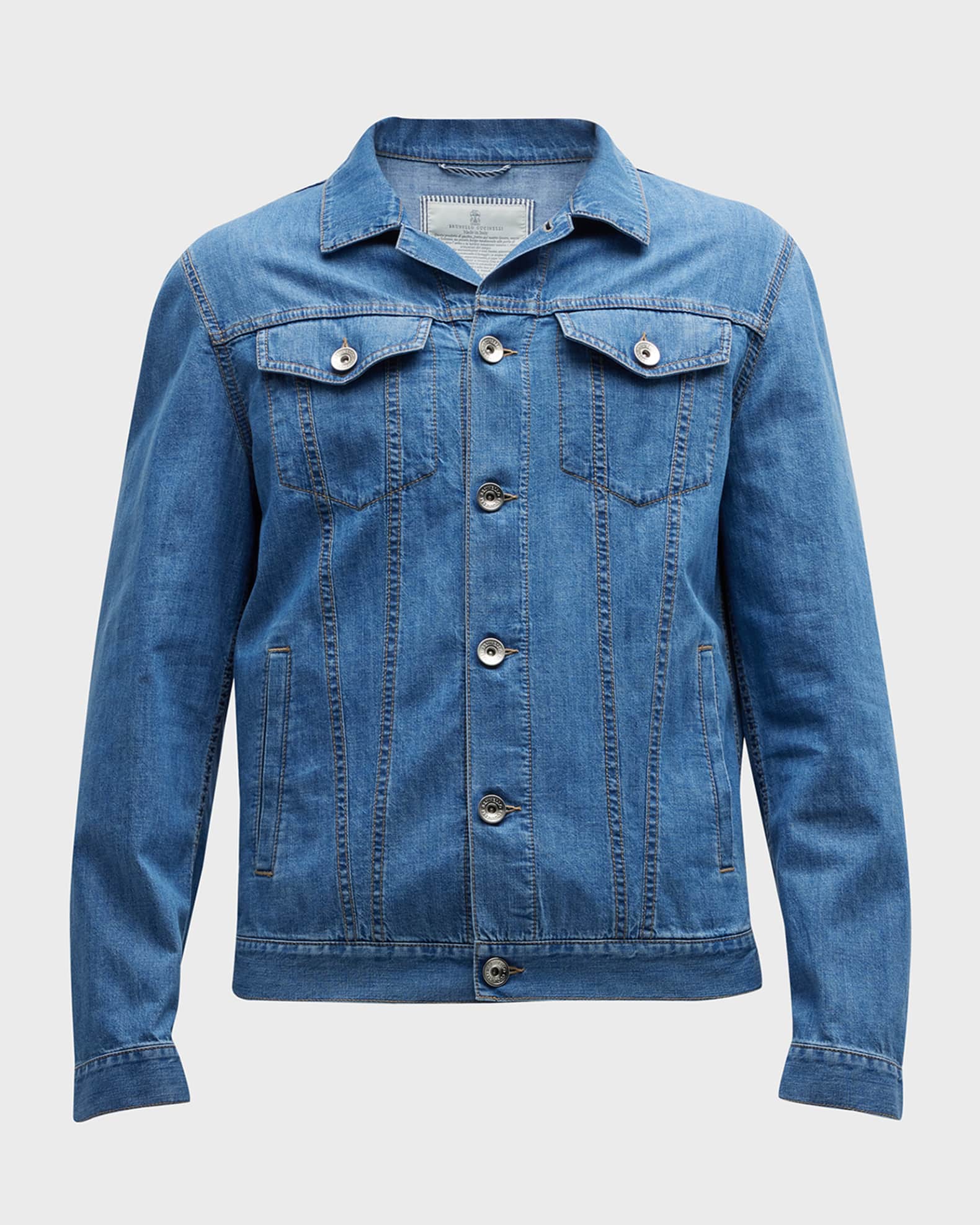 Brunello Cucinelli Men's Sicilian Sun Denim Jacket | Neiman Marcus