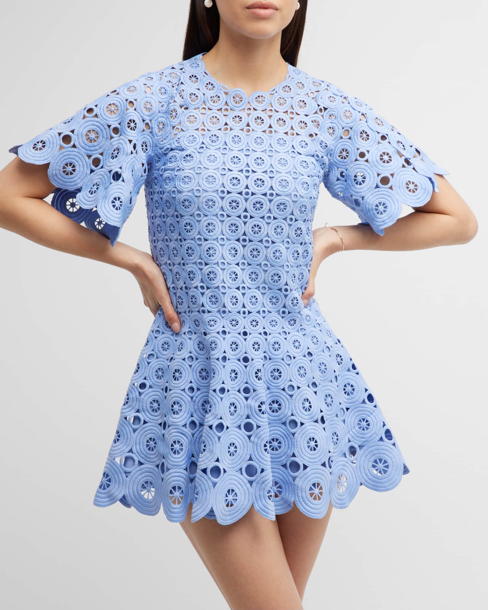 SIMKHAI Mercy Circle Lace Mini Dress | Neiman Marcus