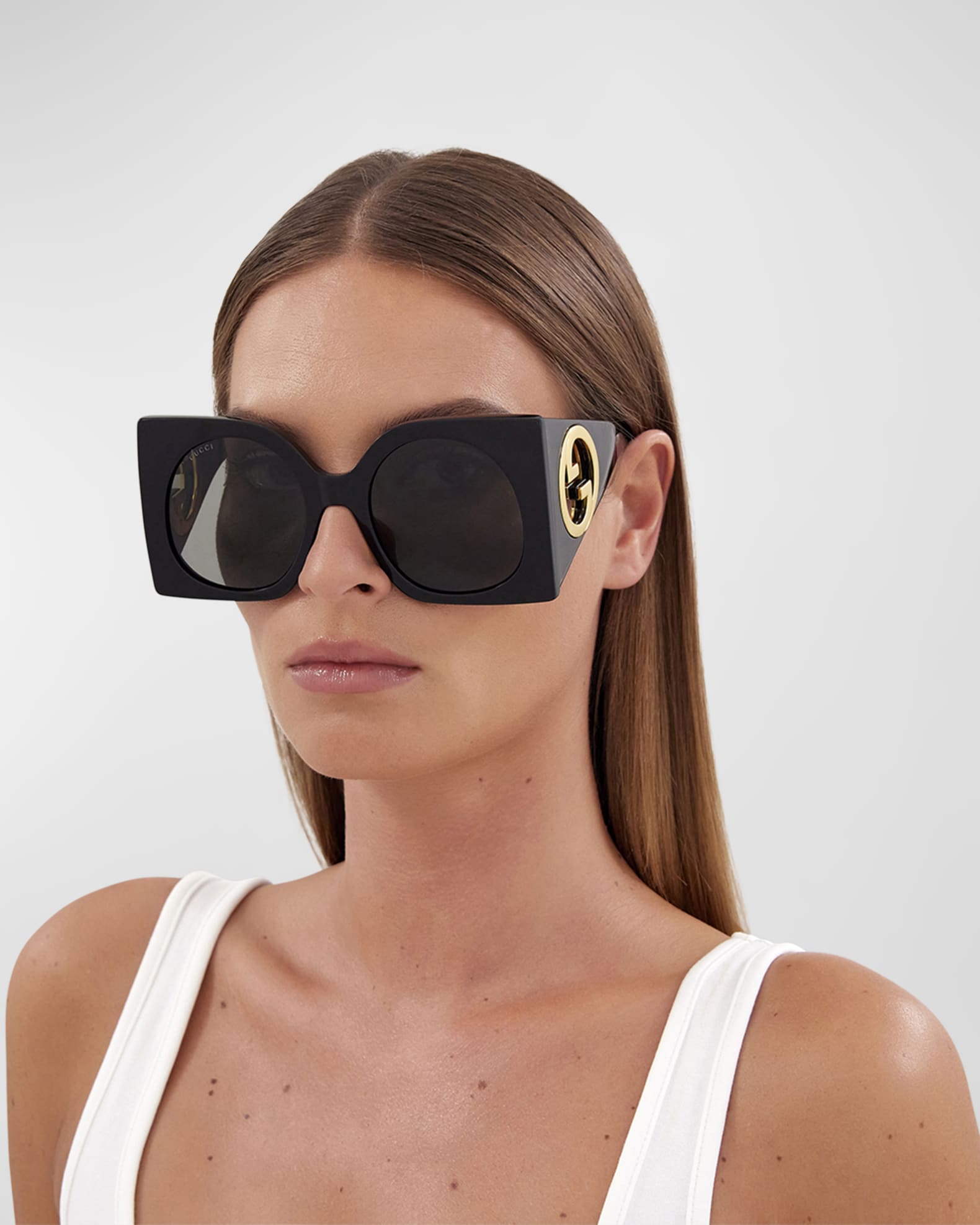 Gucci Cut-Out GG Acetate Butterfly Sunglasses | Neiman Marcus