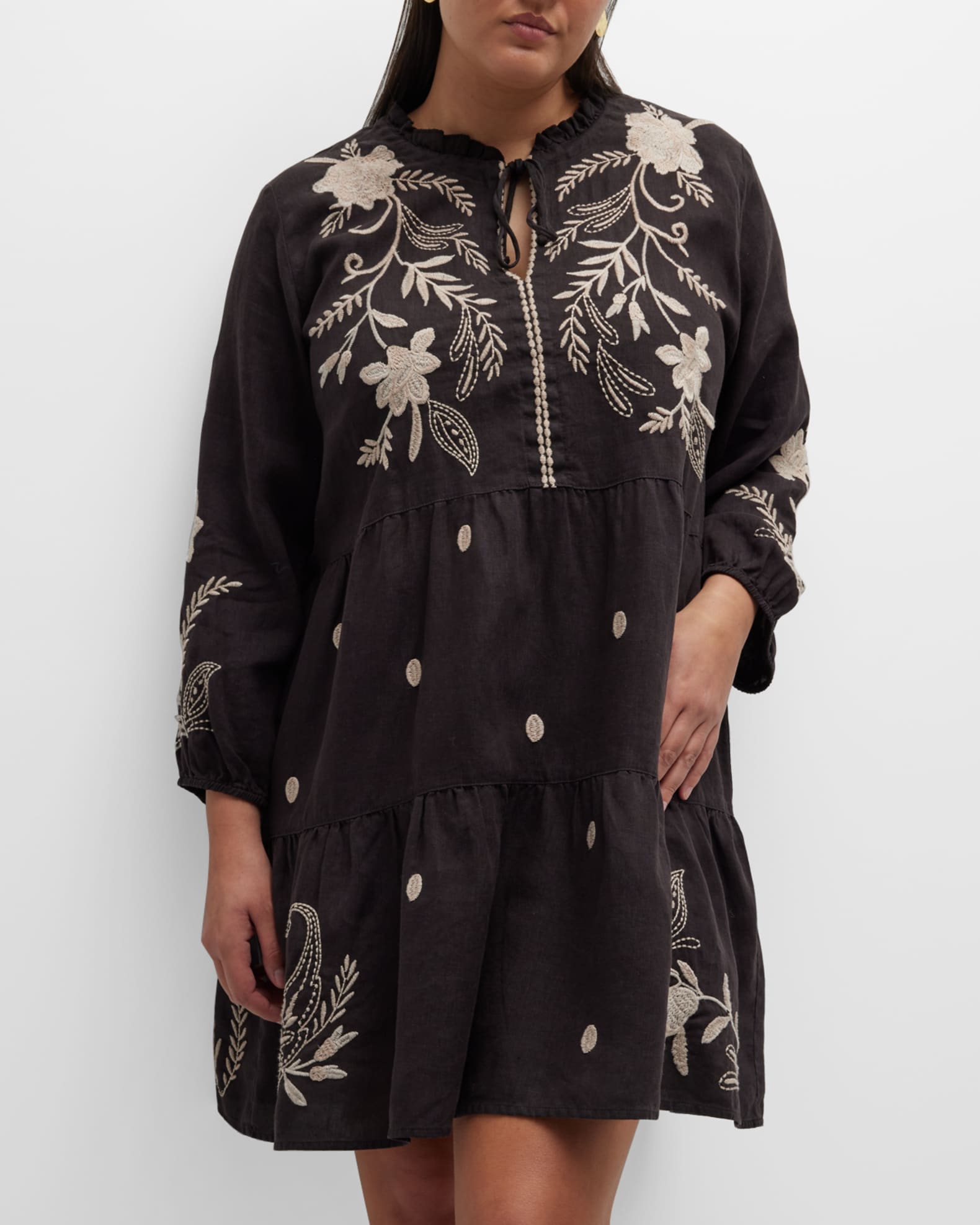 Johnny Was Plus Size Frankie Embroidered Shift Dress | Neiman Marcus