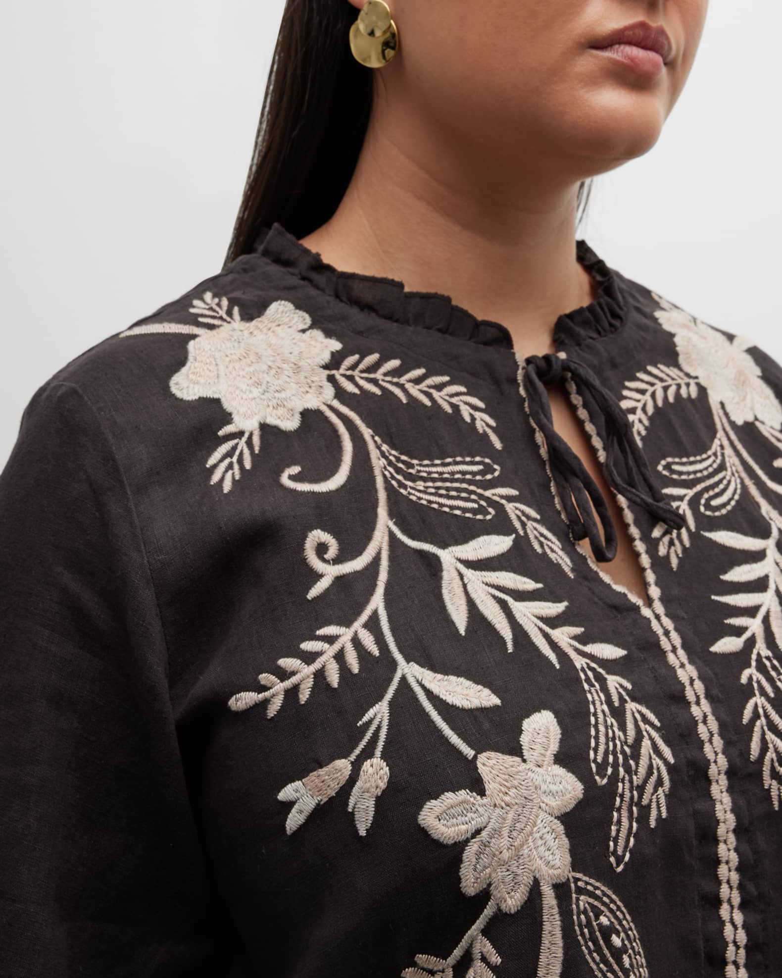 Johnny Was Plus Size Frankie Embroidered Shift Dress | Neiman Marcus