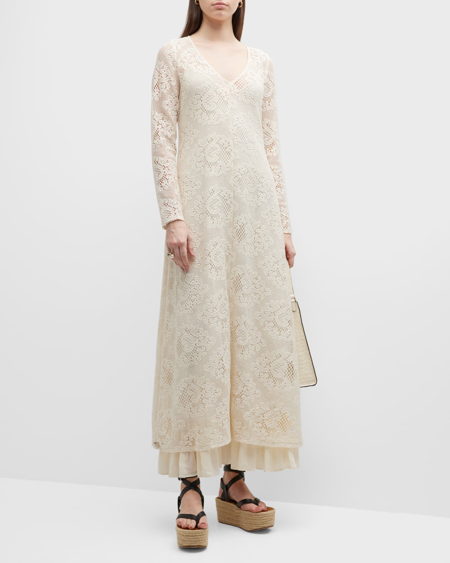 Johnny Was Tayla Long-Sleeve Lace Maxi Dress | Neiman Marcus