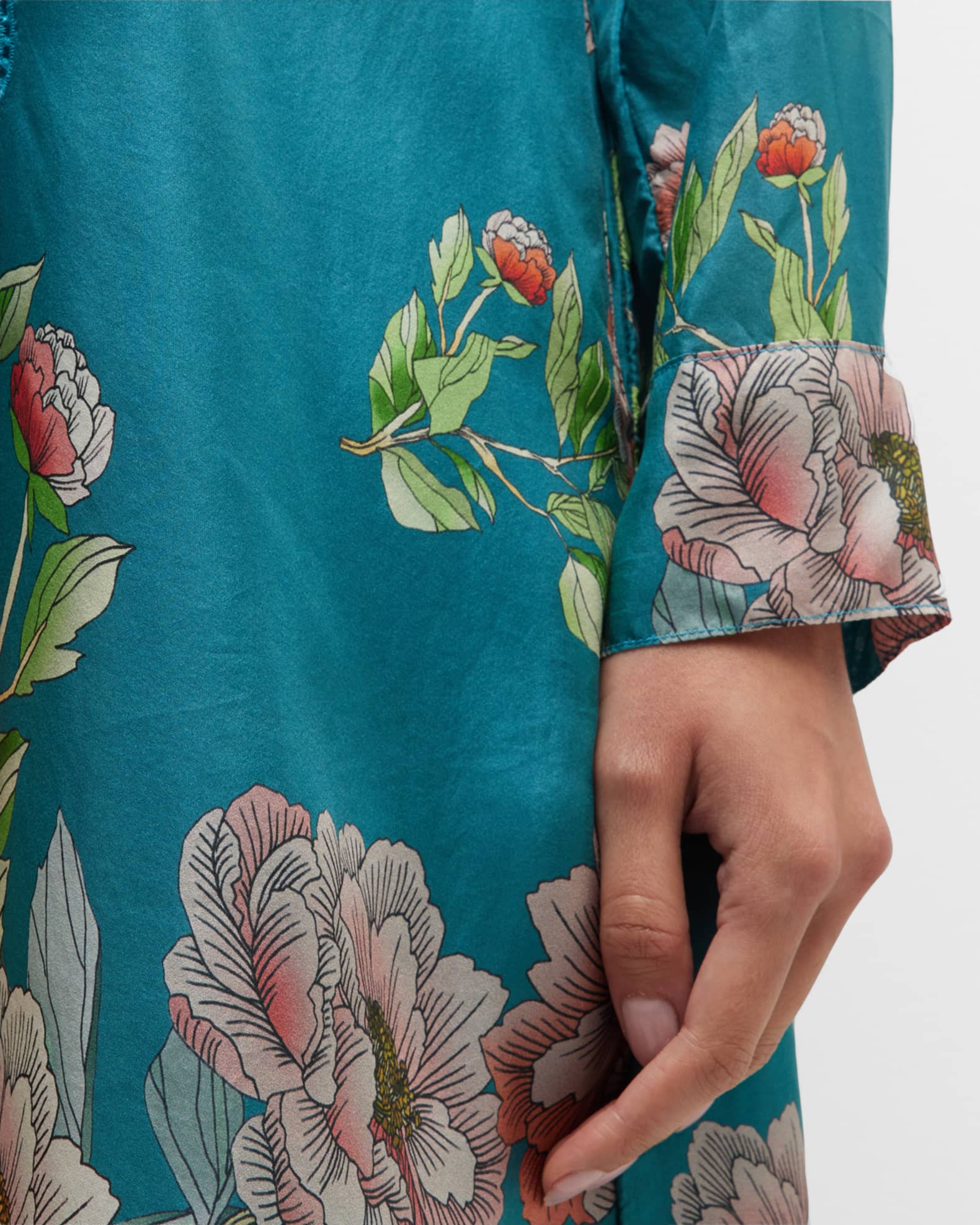 Johnny Was Romano Floral-Print Eyelet Shift Dress | Neiman Marcus
