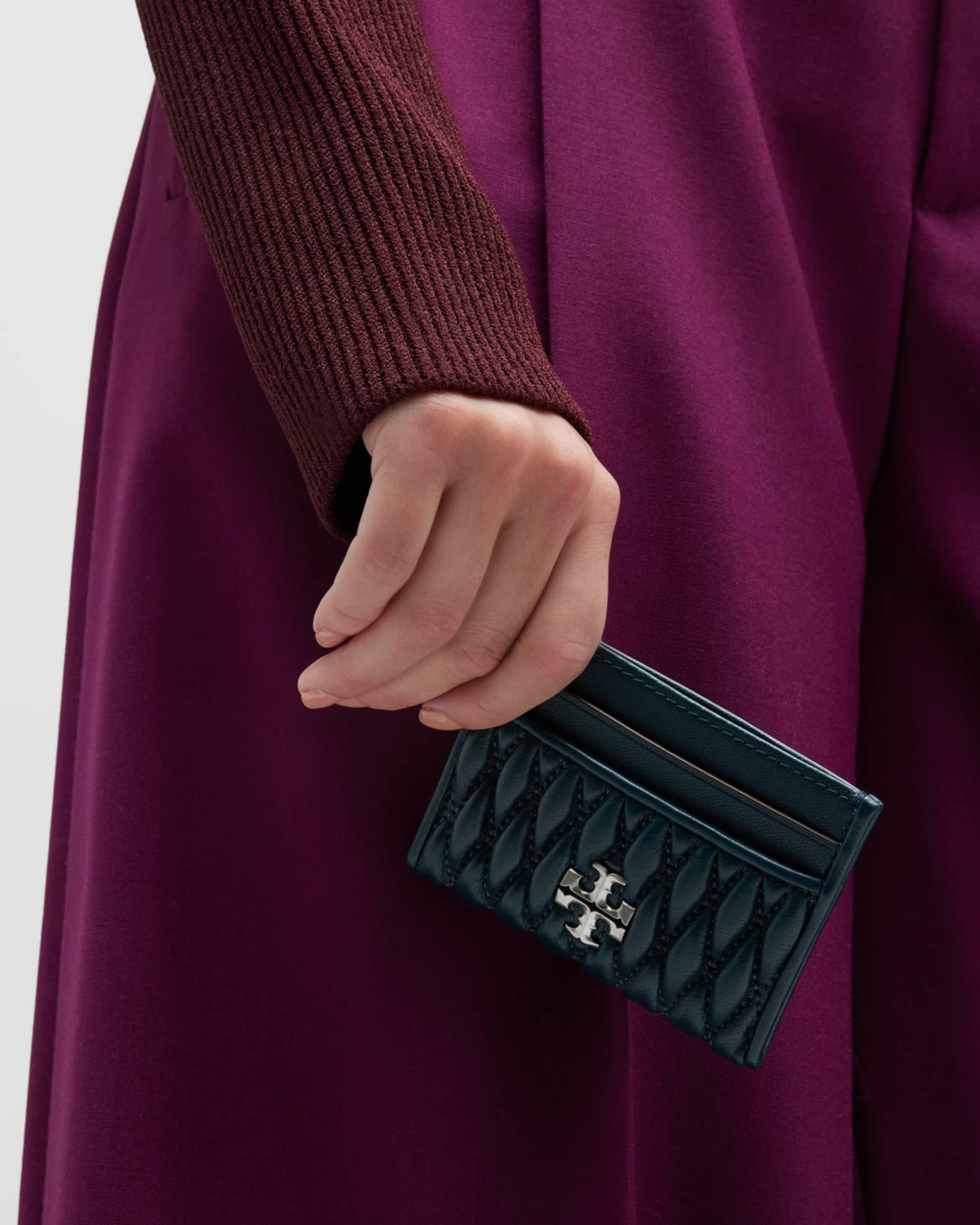 Tory Burch Kira Ruched Recycle Card Case | Neiman Marcus