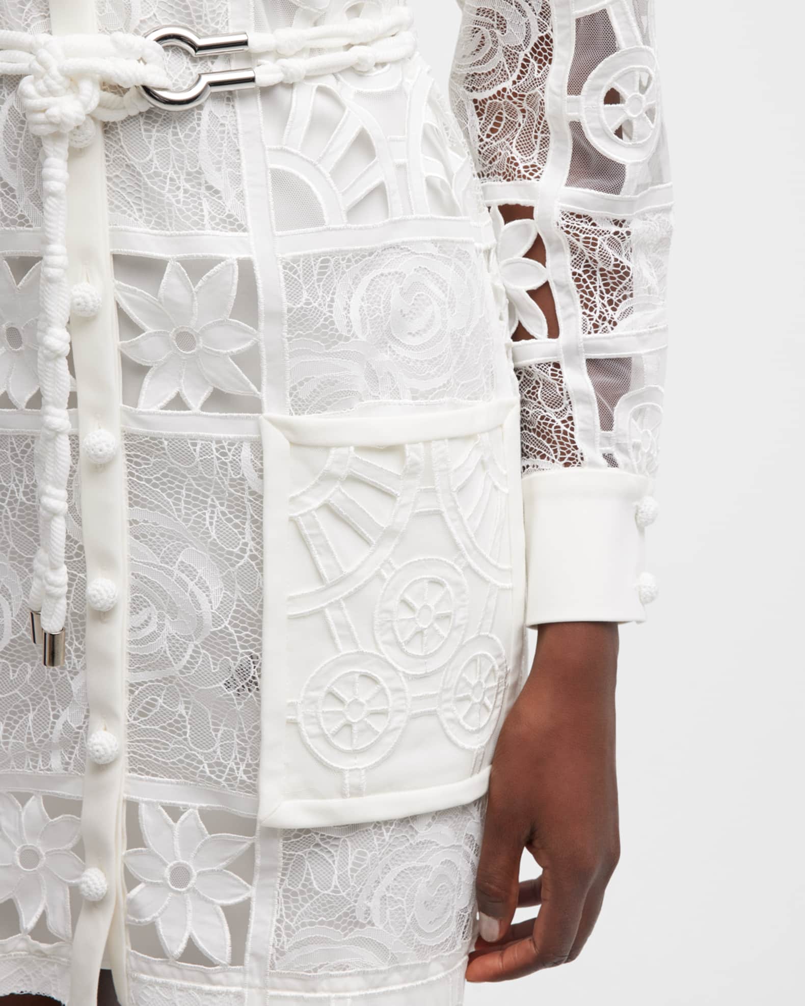 Alexis Tali Belted Cutwork Lace Mini Dress | Neiman Marcus