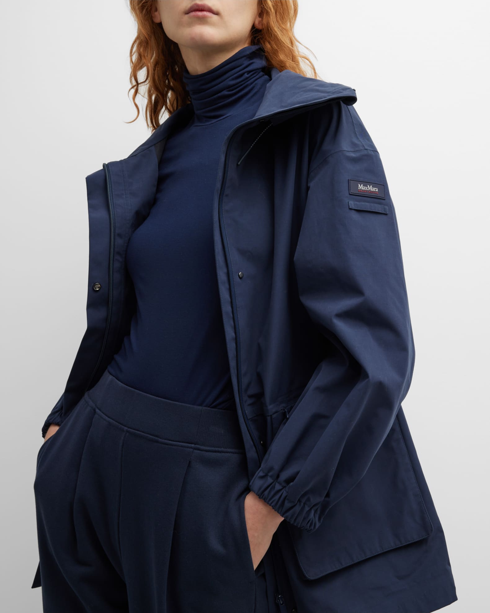 Max Mara Leisure Gerusia Stand-Collar Drawstring Raincoat | Neiman Marcus