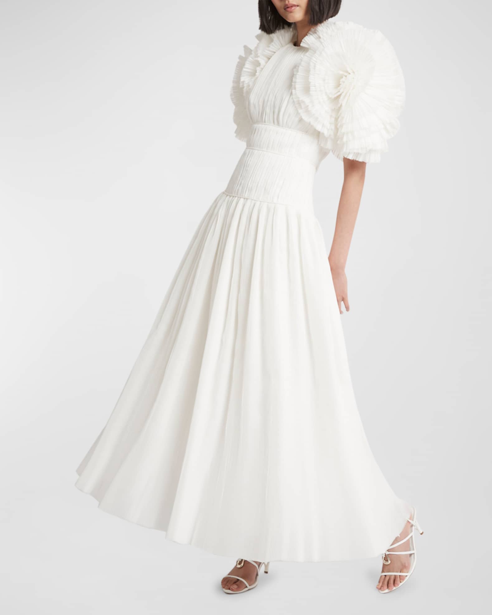 Aje Expressive Pleated Organza Tiered Maxi Dress | Neiman Marcus