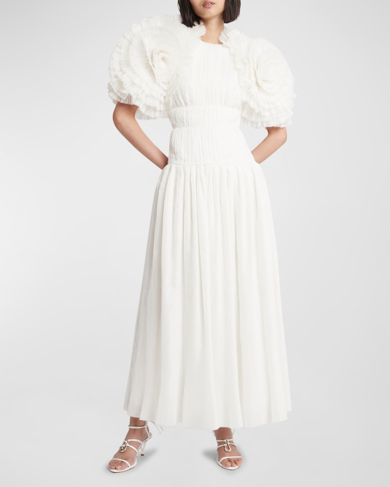 Aje Expressive Pleated Organza Tiered Maxi Dress | Neiman Marcus