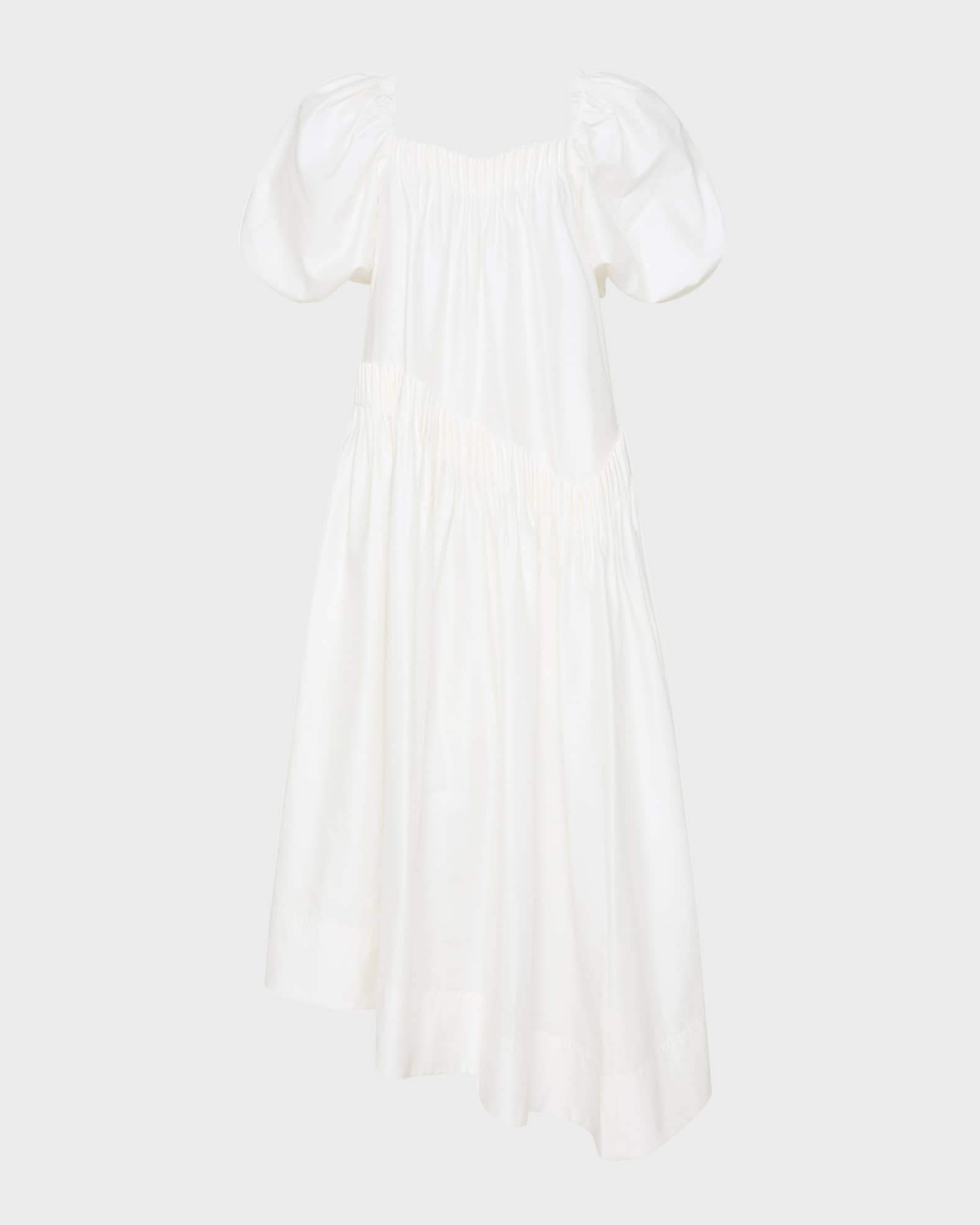 Aje Severine Smock Puff-Sleeve Asymmetric Midi Dress | Neiman Marcus