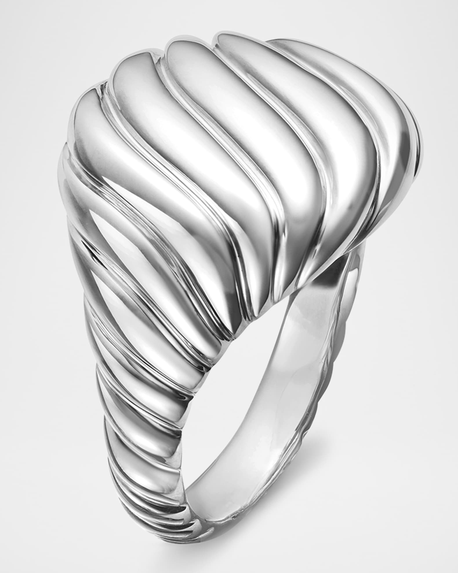 David Yurman Sculpted Cable Pinky Ring in Silver, 13mm | Neiman Marcus