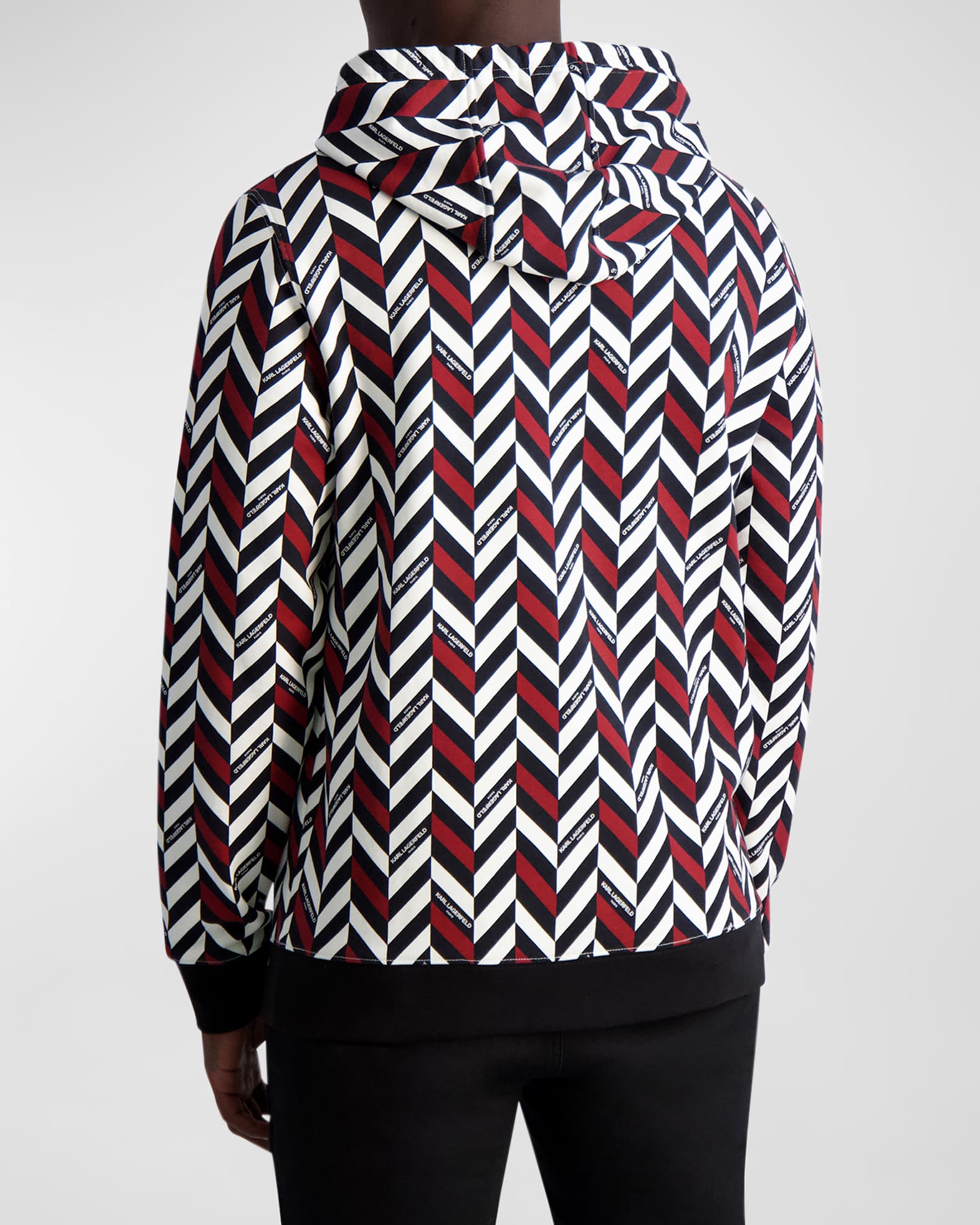 Karl Lagerfeld Paris Men's Herringbone Logo Pullover Hoodie | Neiman Marcus