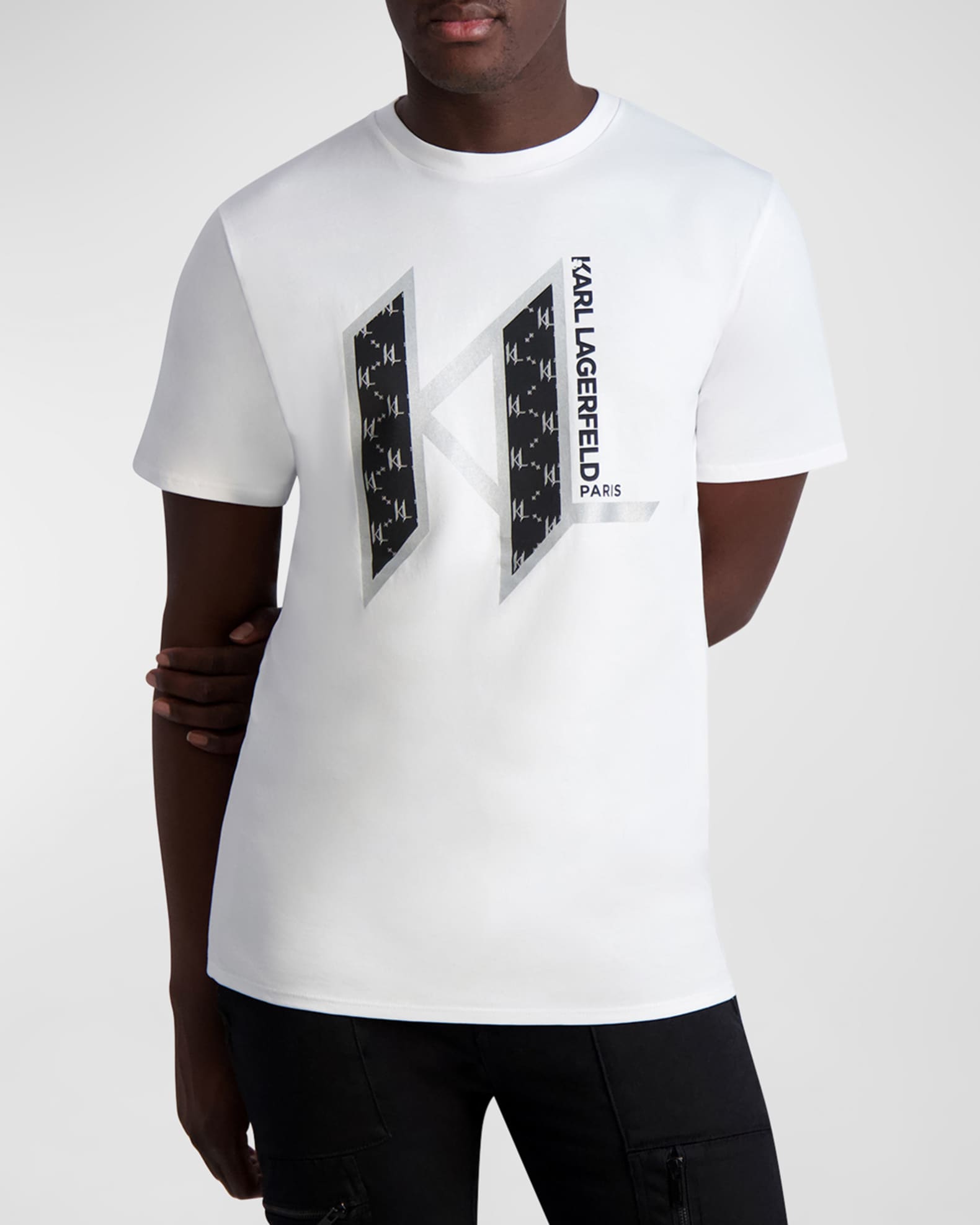 Karl Lagerfeld Paris Men's Shiny KL Logo T-Shirt | Neiman Marcus