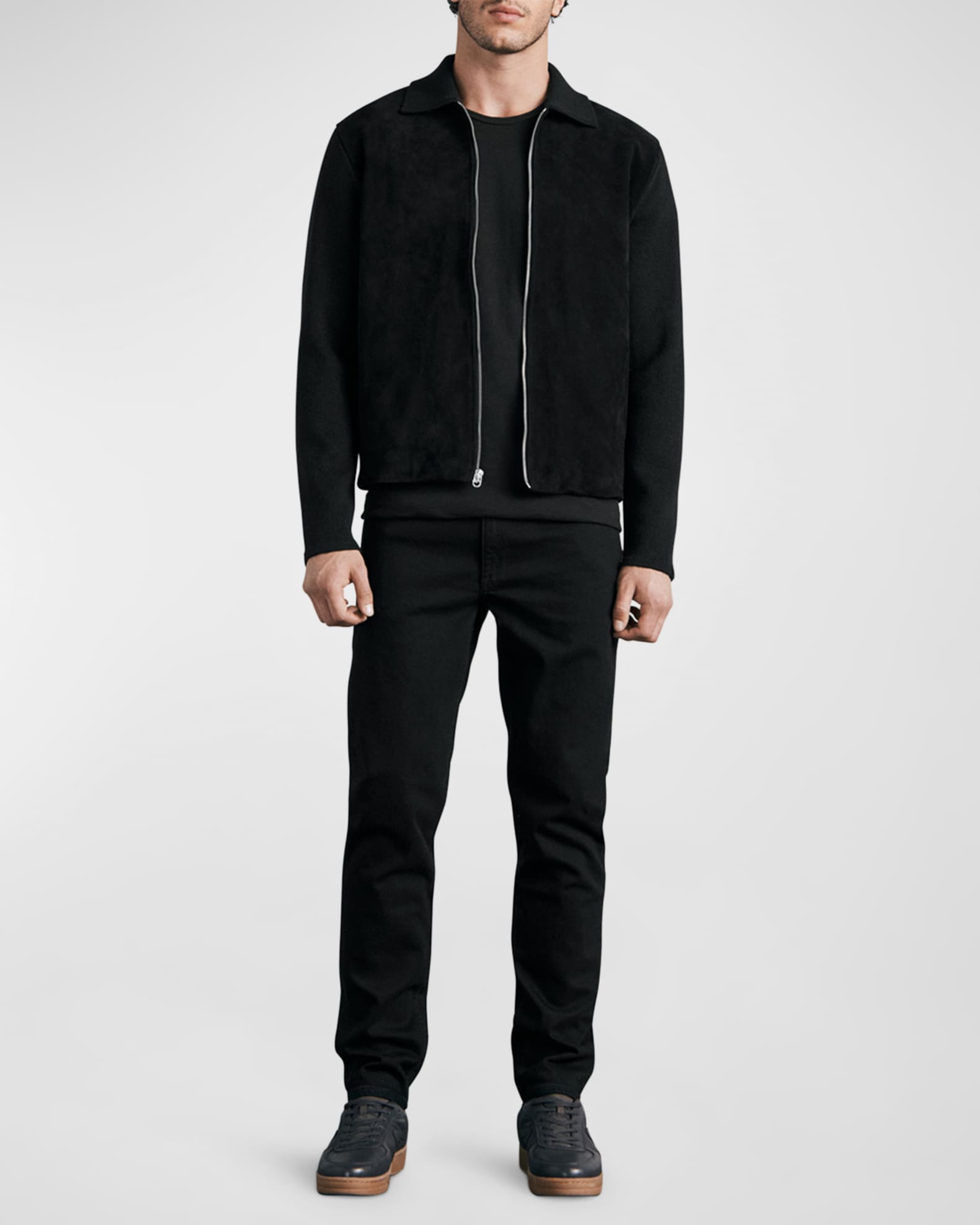 Rag & Bone Men's Melrose Suede-Front Zip Jacket | Neiman Marcus