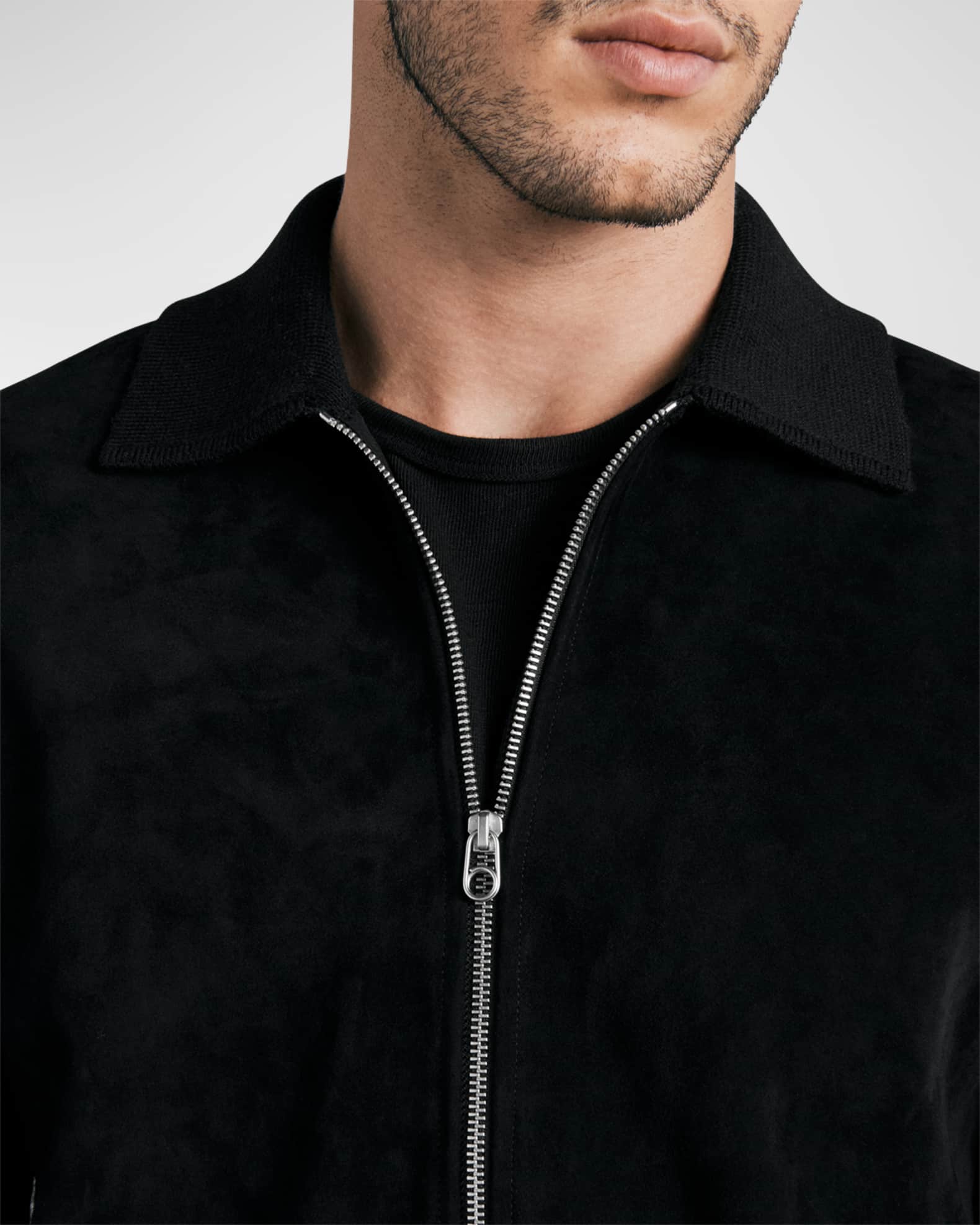 Rag & Bone Men's Melrose Suede-Front Zip Jacket | Neiman Marcus