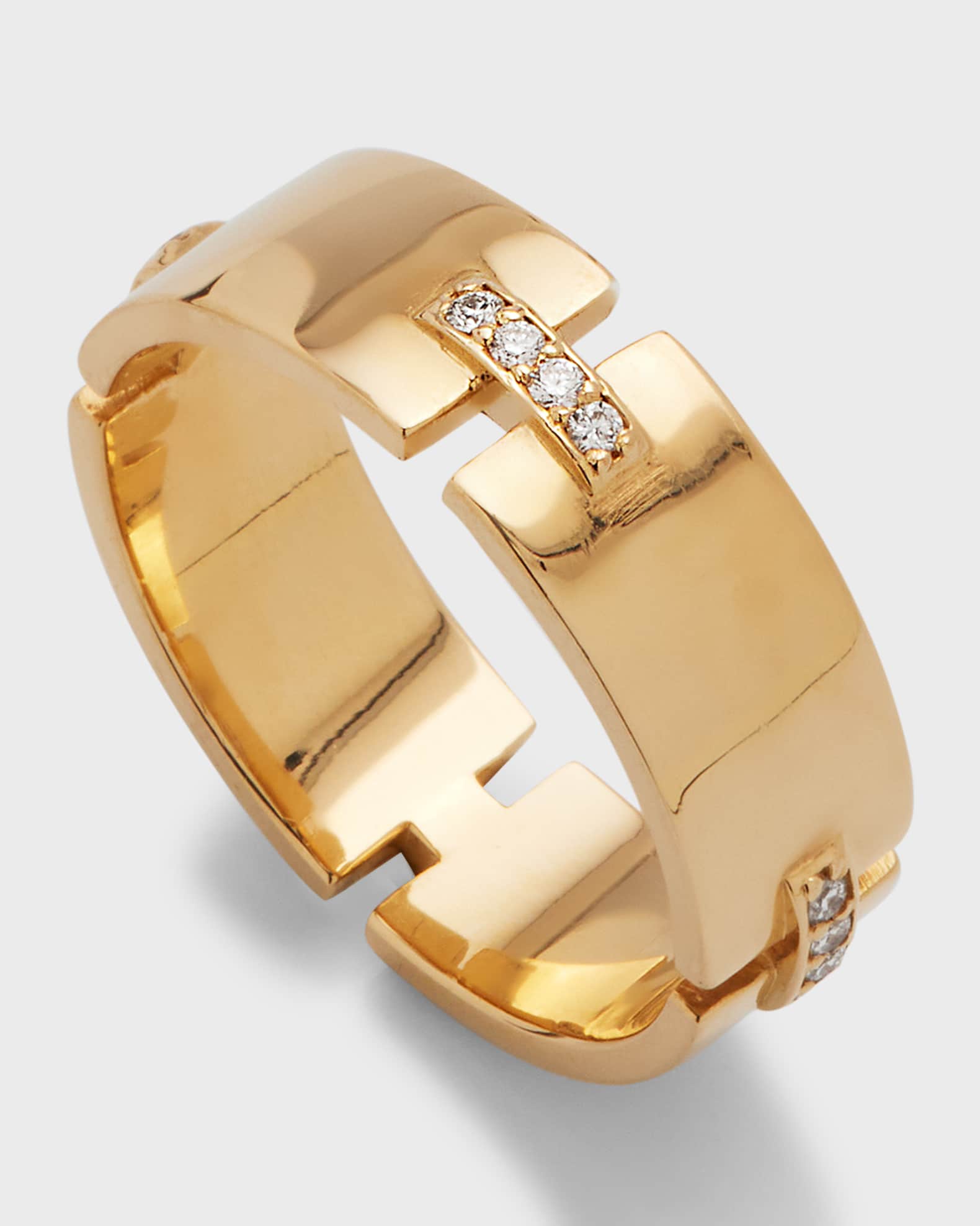 LANA 14K Flawless Tag Link Vanity Ring with Diamonds | Neiman Marcus