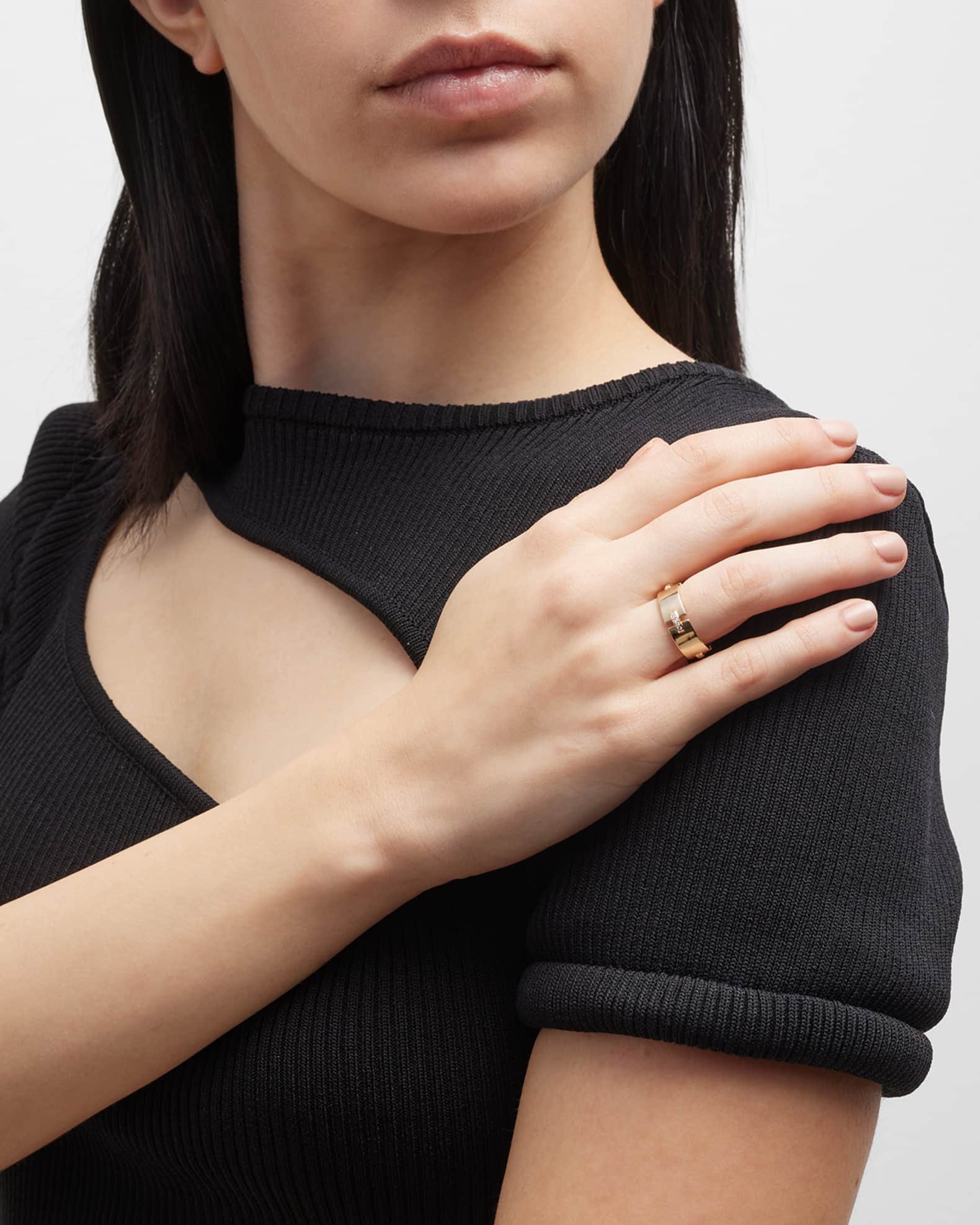 LANA 14K Flawless Tag Link Vanity Ring with Diamonds | Neiman Marcus