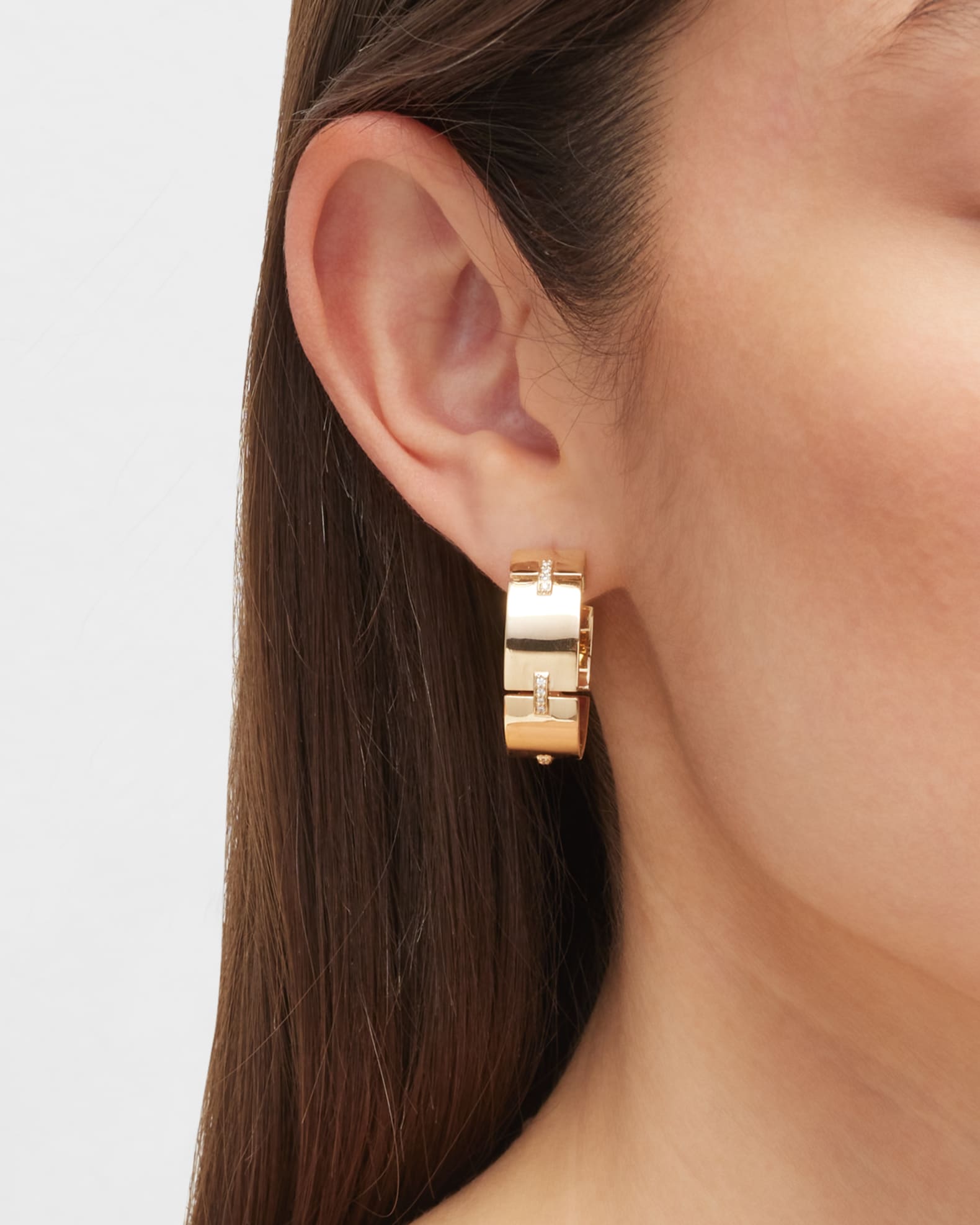 LANA 14K Gold Flawless Tag Link Vanity Hoop Earrings, 25mm | Neiman Marcus