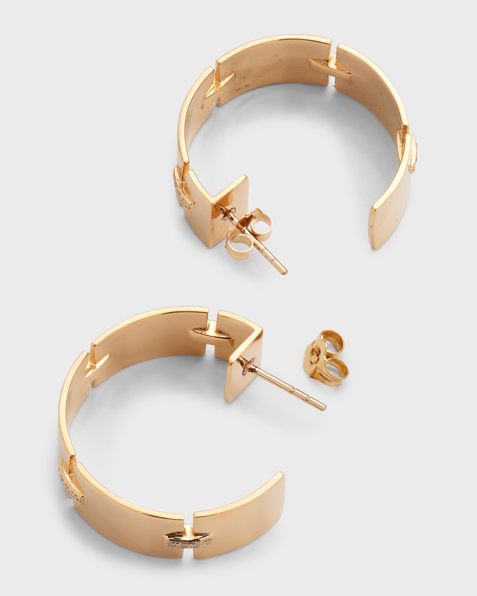 LANA 14K Gold Flawless Tag Link Vanity Hoop Earrings, 25mm | Neiman Marcus