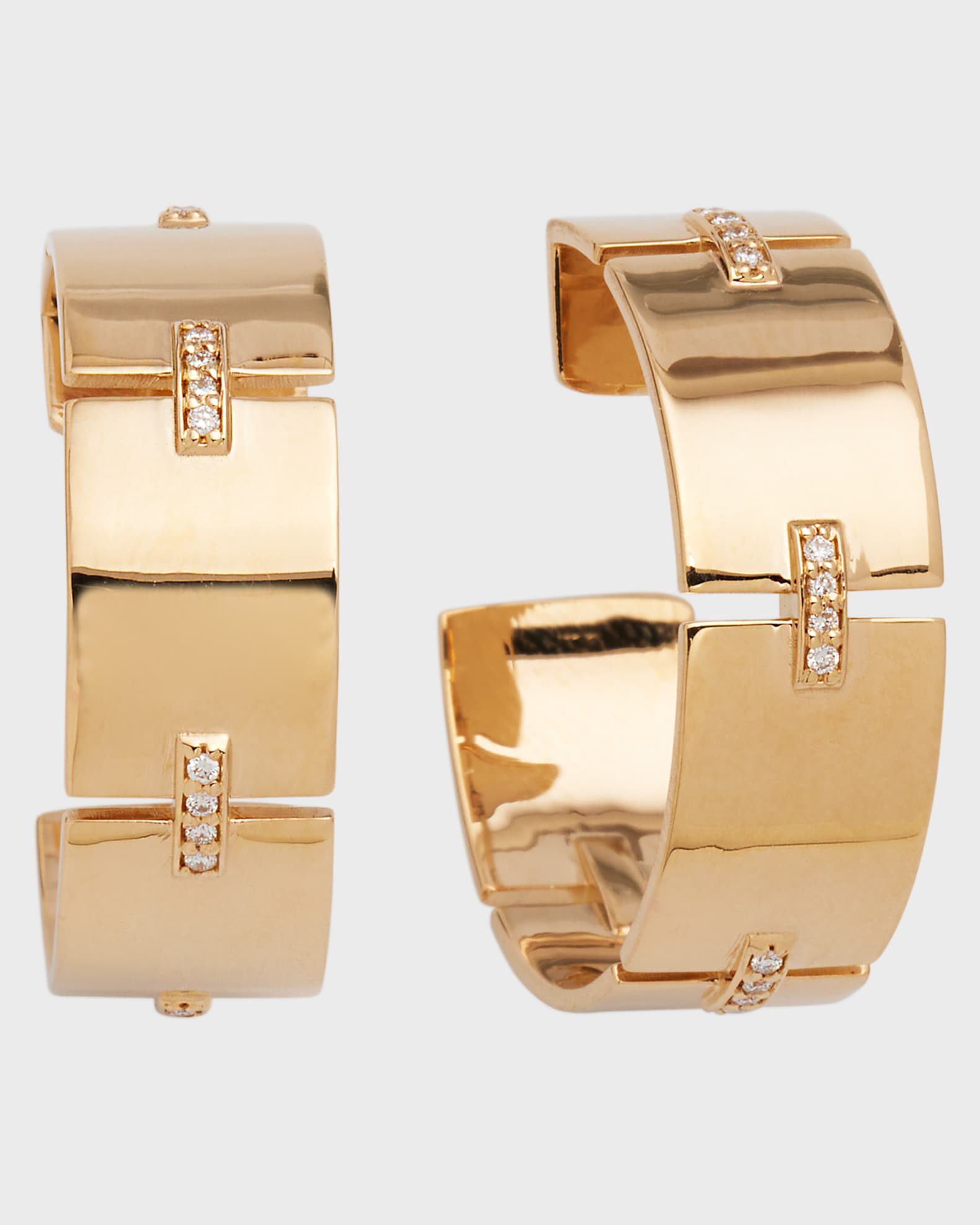 LANA 14K Gold Flawless Tag Link Vanity Hoop Earrings, 25mm | Neiman Marcus