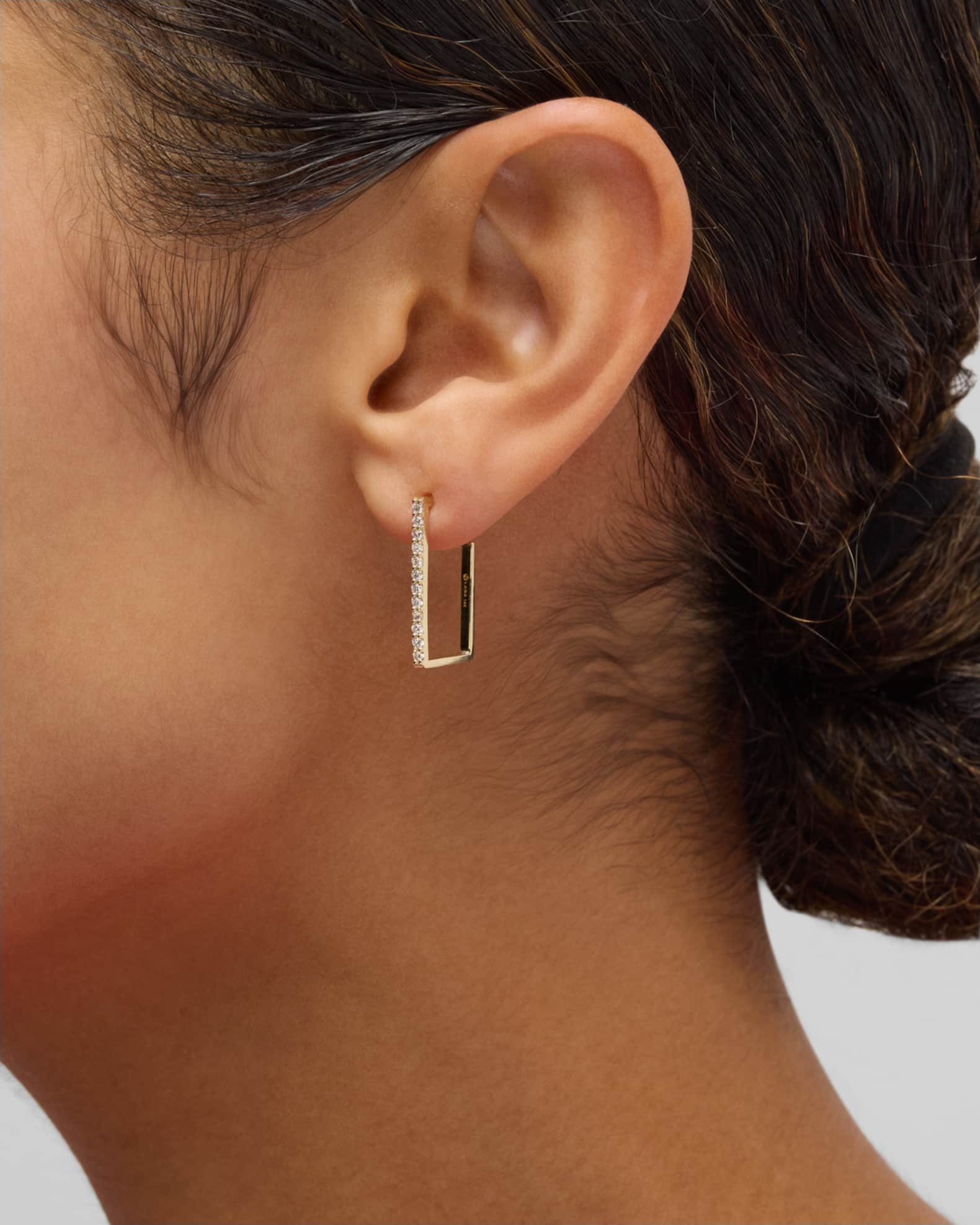 LANA Flawless 14k Gold Rectangle Diamond Hoop Earrings | Neiman Marcus