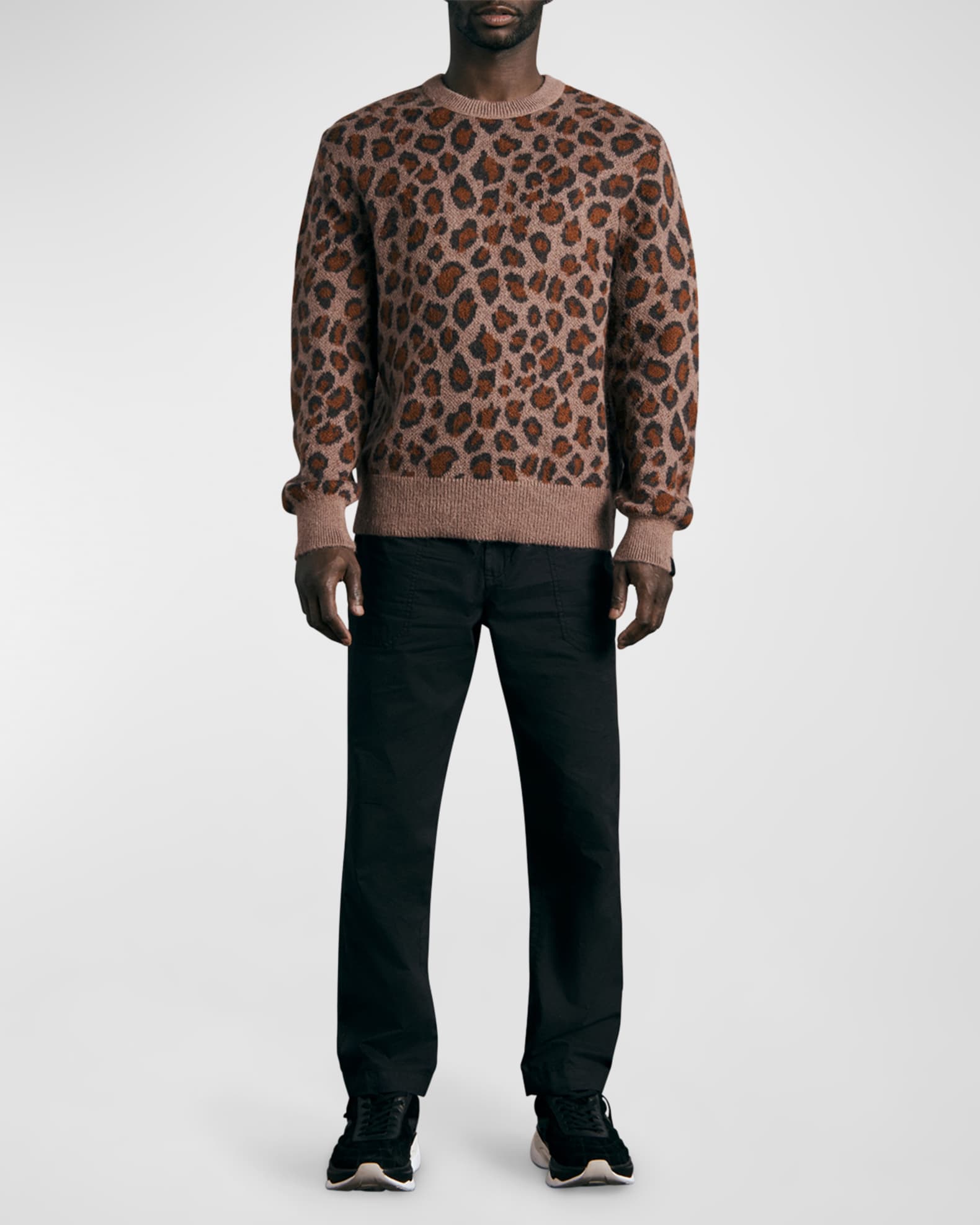 Rag & Bone Men's Damon Leopard Mohair Sweater | Neiman Marcus