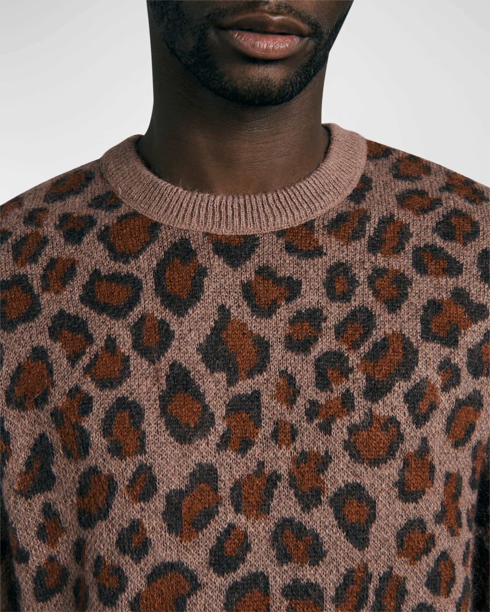 Rag & Bone Men's Damon Leopard Mohair Sweater | Neiman Marcus