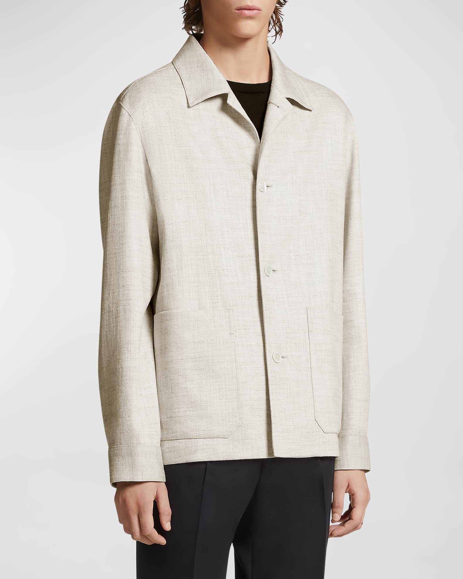 ZEGNA Men's Linen-Blend Chore Jacket | Neiman Marcus