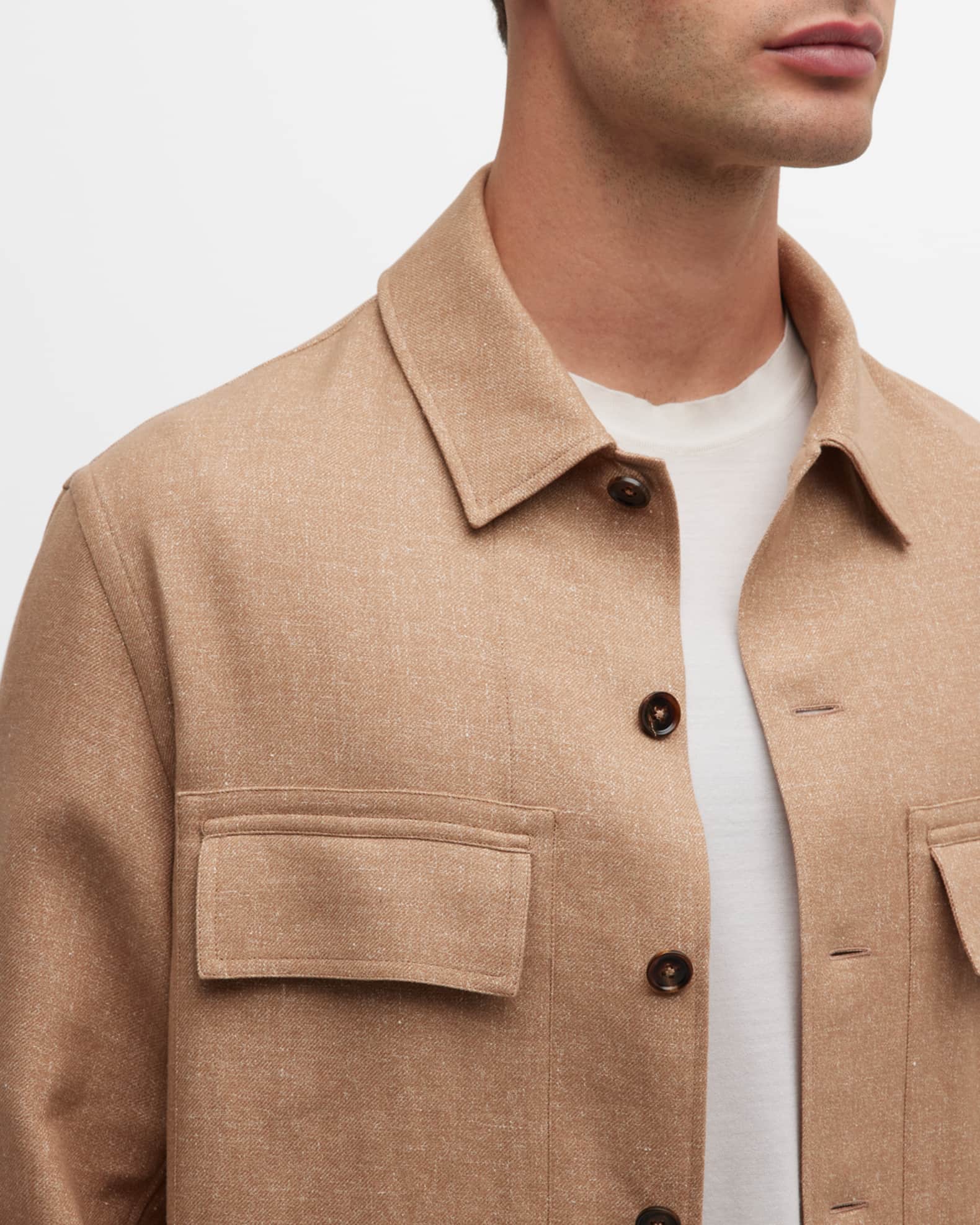 ZEGNA Men's Cashmere-Linen Overshirt | Neiman Marcus