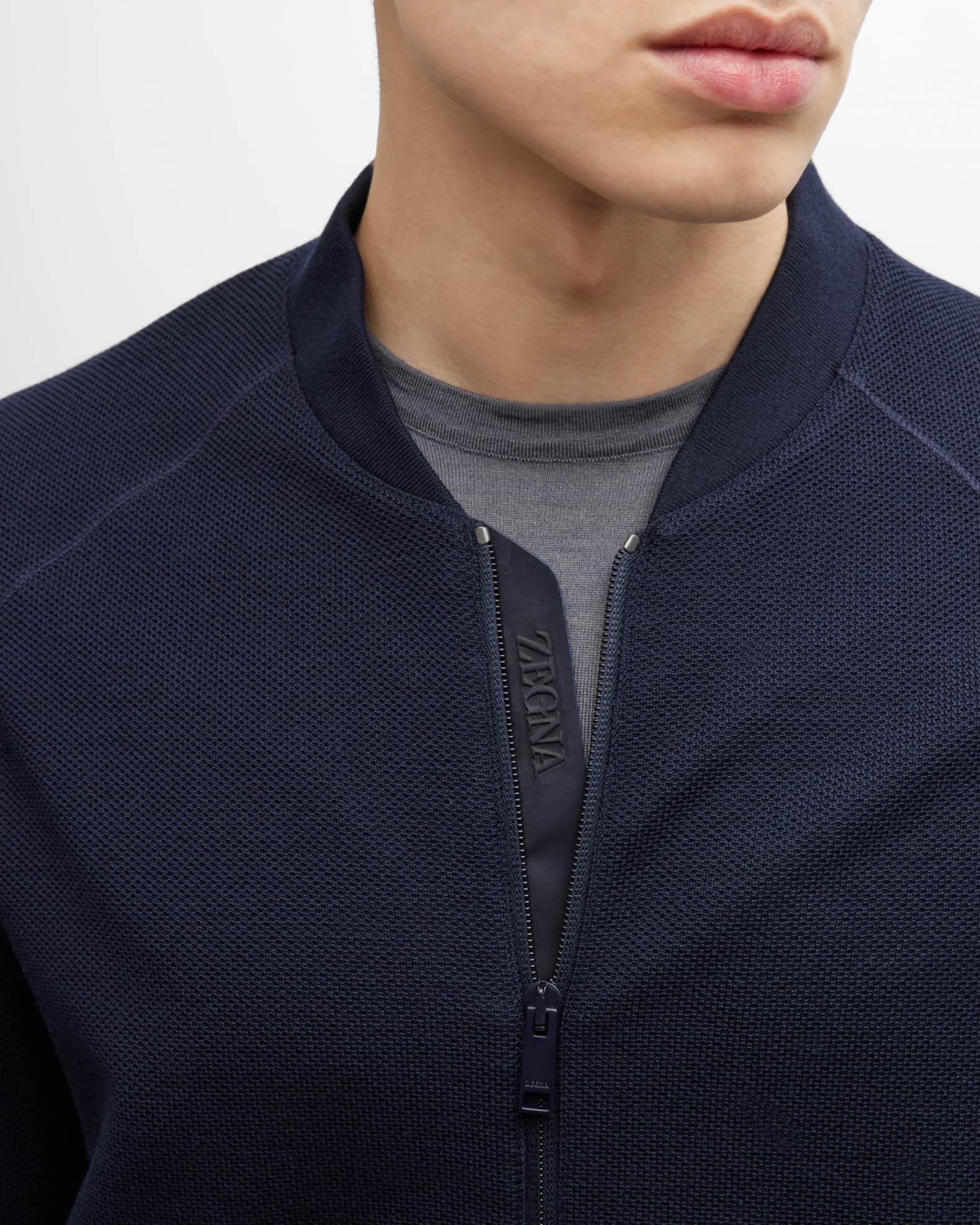 ZEGNA Men's Solid Honeycomb Track Jacket | Neiman Marcus