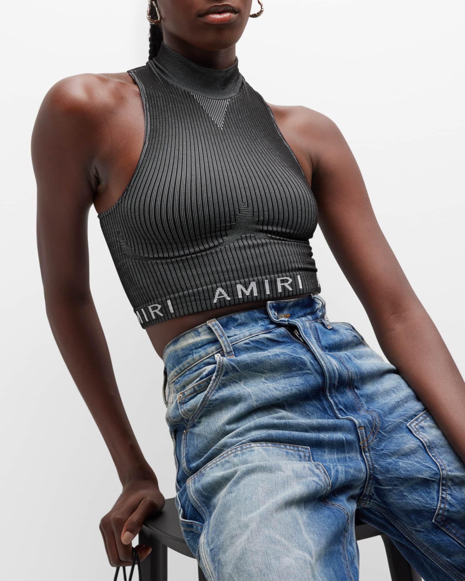 Amiri Seamless Logo Band Knit Top | Neiman Marcus