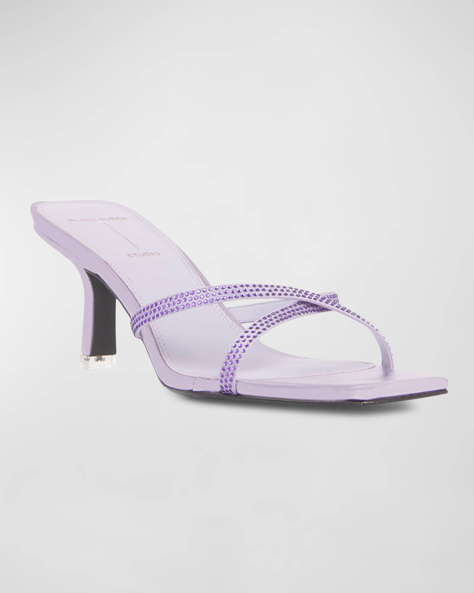 Black Suede Studio Ari Metallic Crisscross Slide Sandals | Neiman Marcus