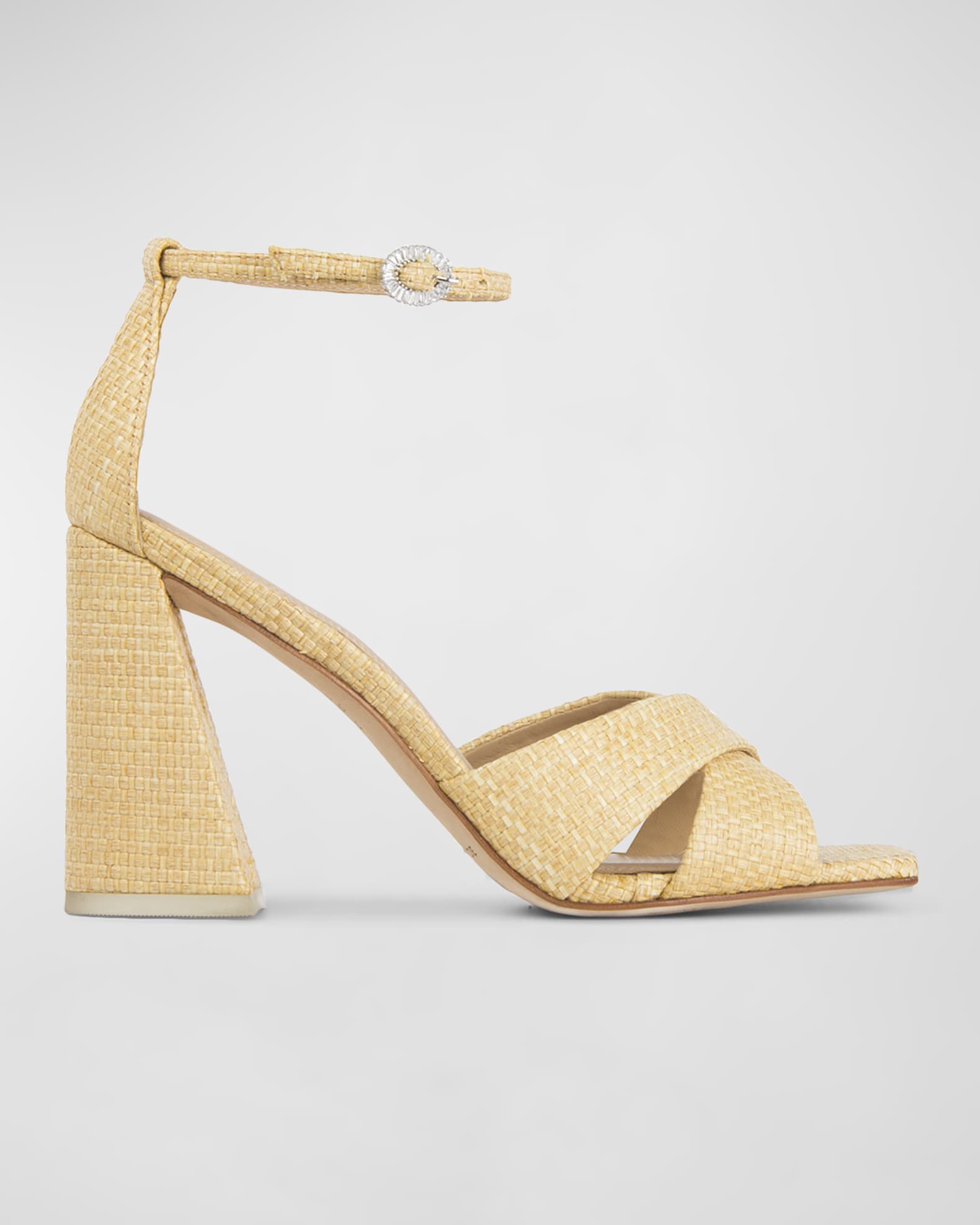 Black Suede Studio Chelsea Raffia Crisscross Sandals | Neiman Marcus